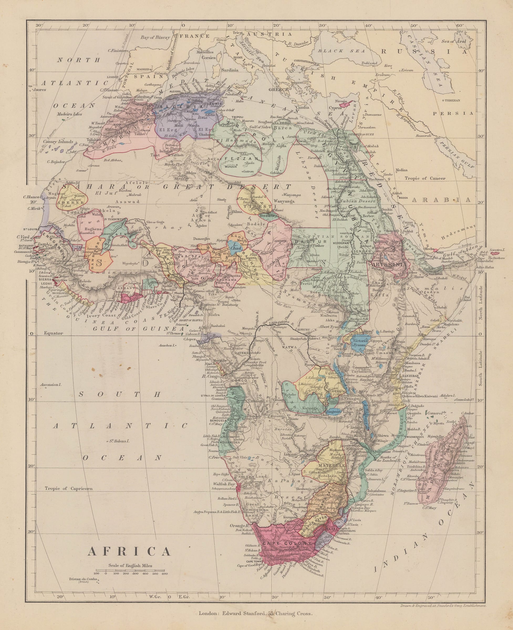 Edward Stanford, Africa, 1885 | The Map House