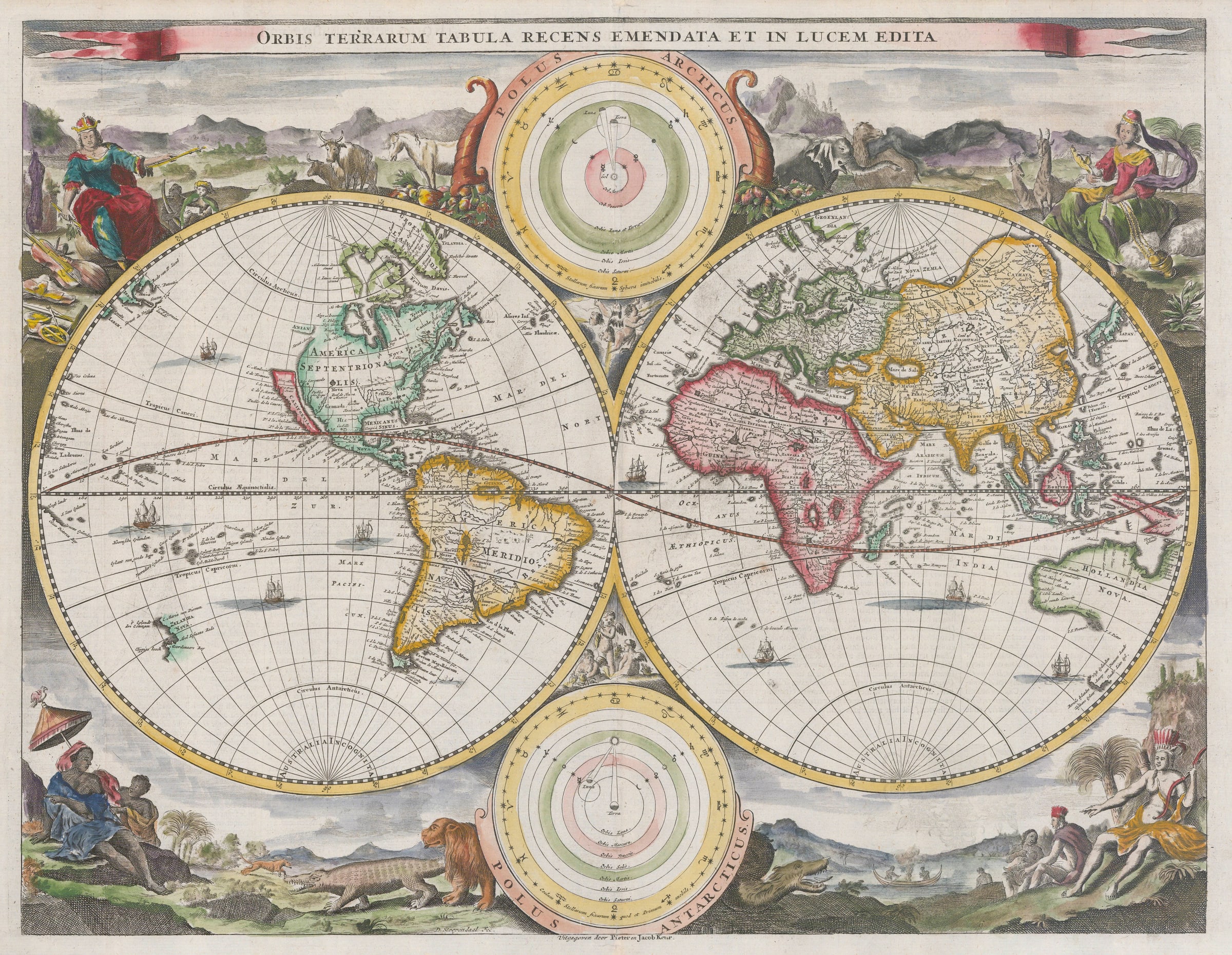 Daniel Stoopendaal, Double Hemisphere Map of the World, 1718 | The Map ...