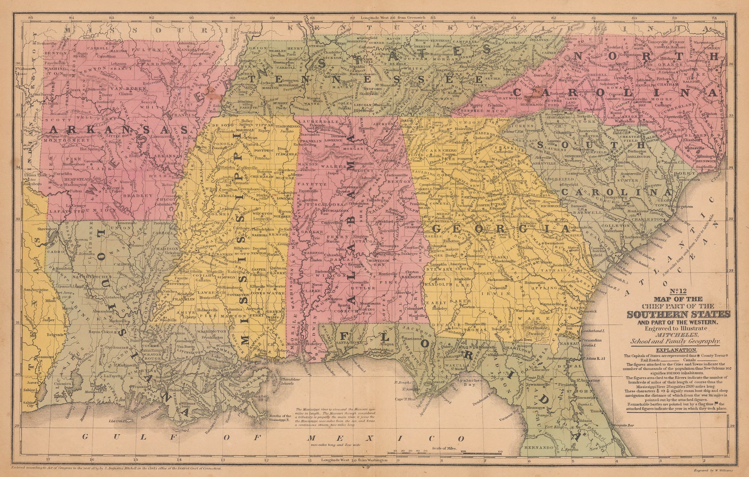 Samuel Augustus Mitchell, Southeastern United States, 1839 | The Map House Samuel Augustus Mitchell, Southeastern United States, 1839 | The Map House