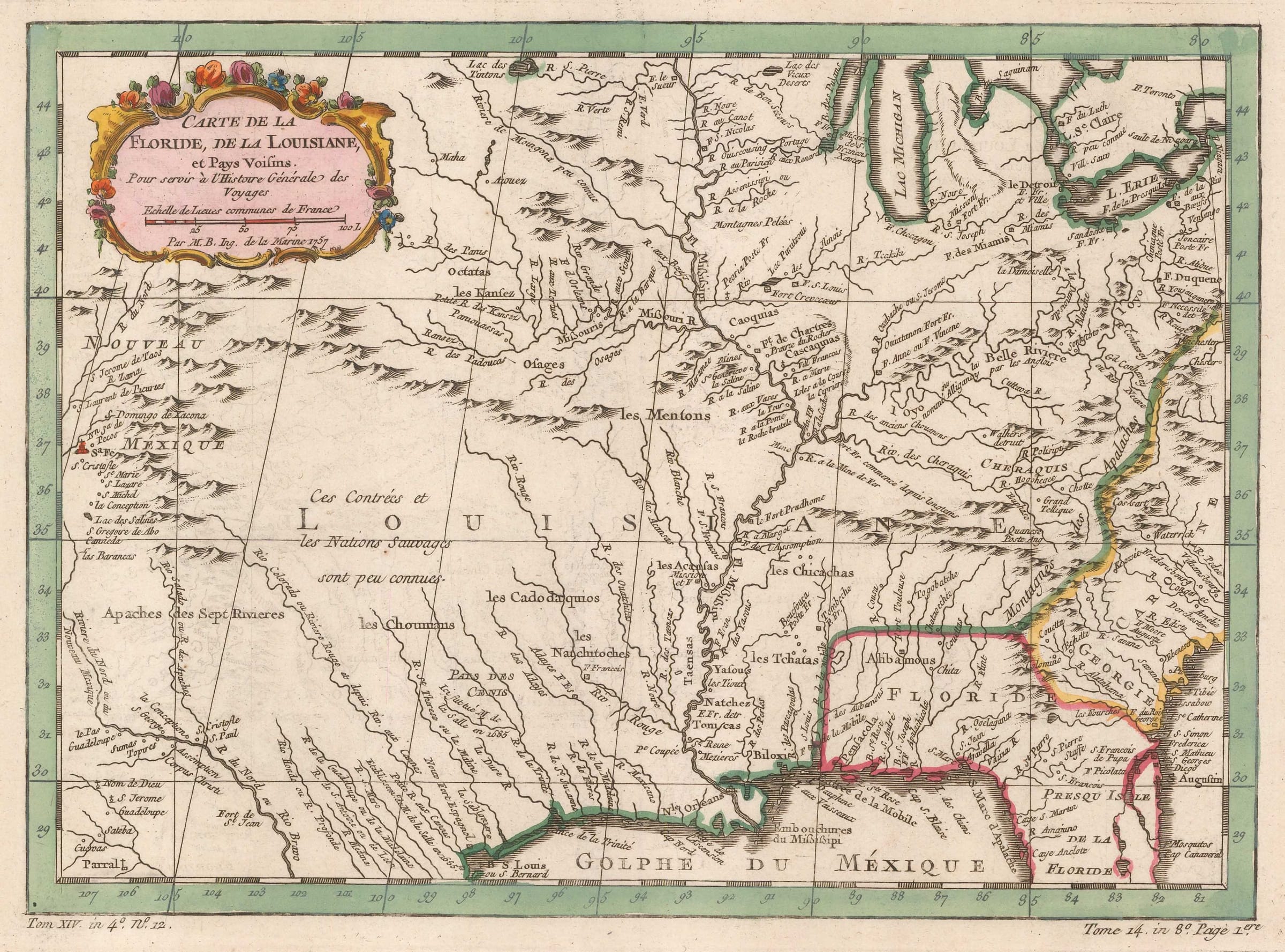 Jacques-Nicolas Bellin, Early map of Louisiana and the Mississippi ...