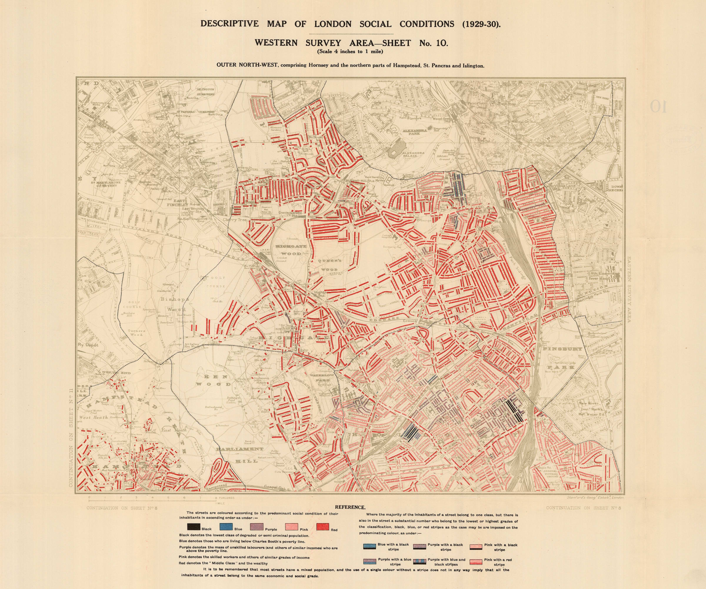 Charles Booth, Descriptive Map of London Social Conditions (1929-1930 ...