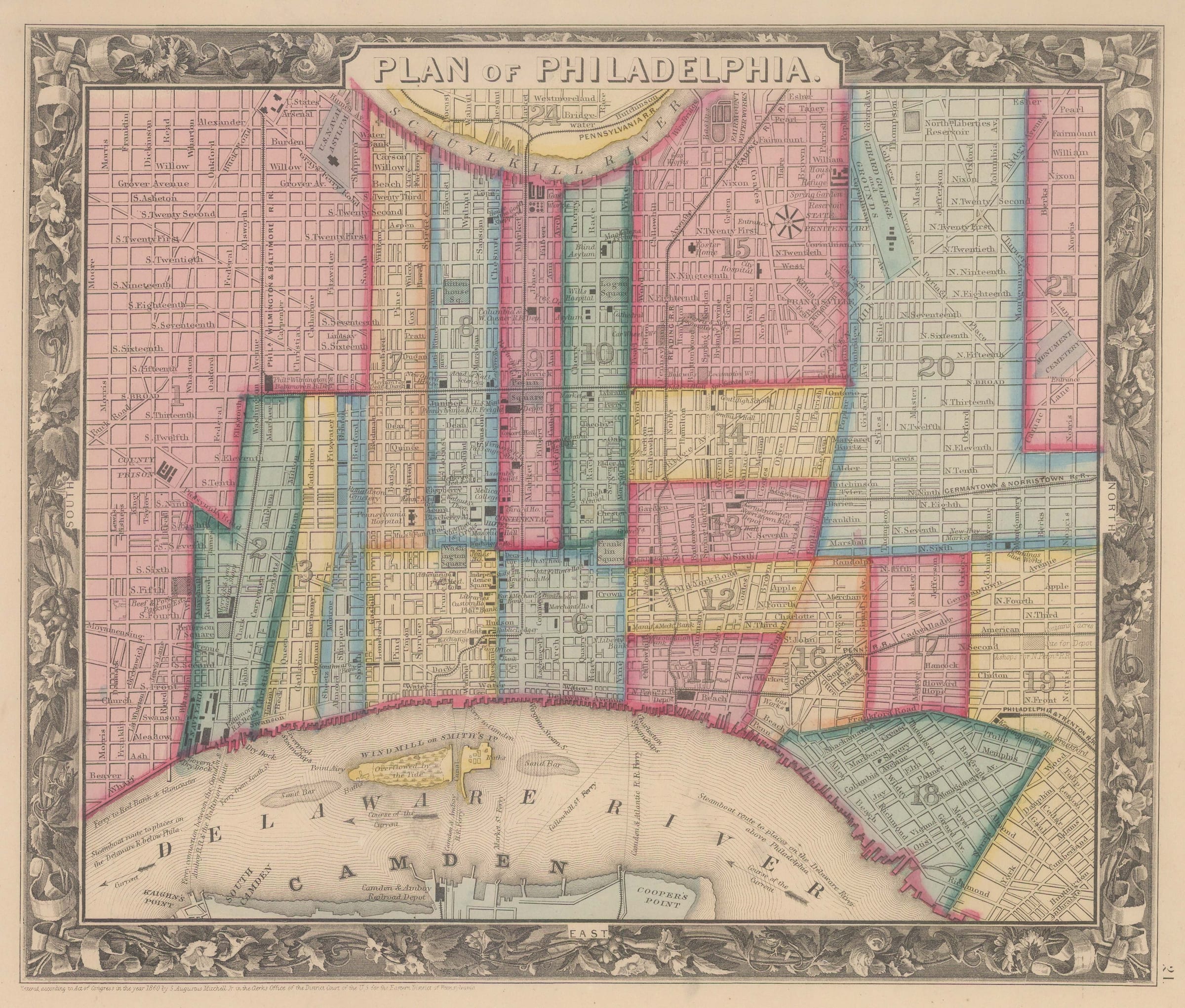 Samuel Augustus Mitchell, Plan of Philadelphia, 1860 | The Map House
