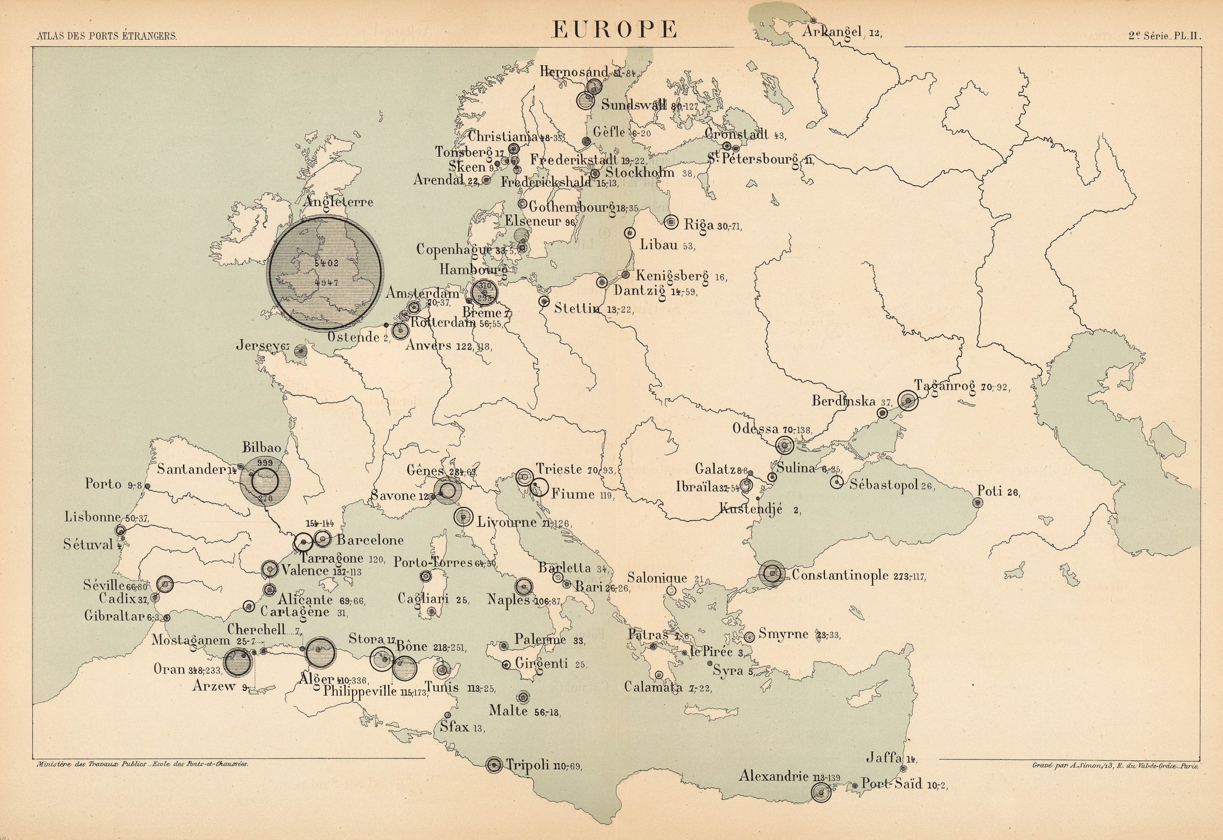 A. Simon, French Ministry of Works import and export map of Europe ...