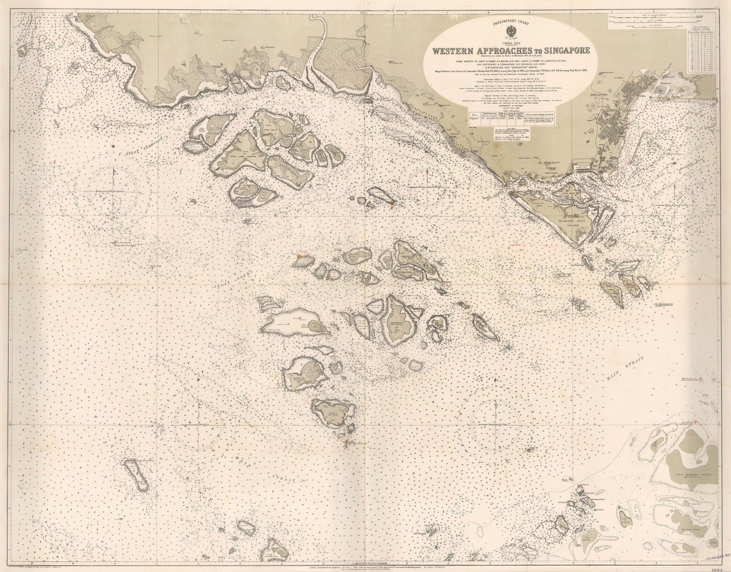 British Admiralty, Singapore Sea Chart, 1924 | The Map House