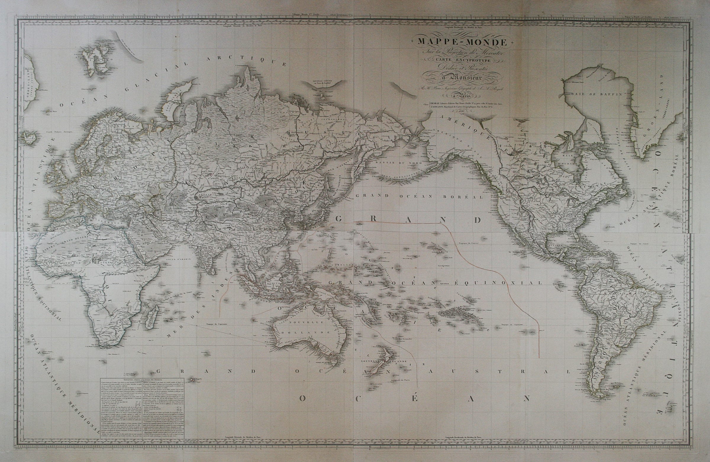 Adrien Brue, Mappe-Monde, 1816 | The Map House