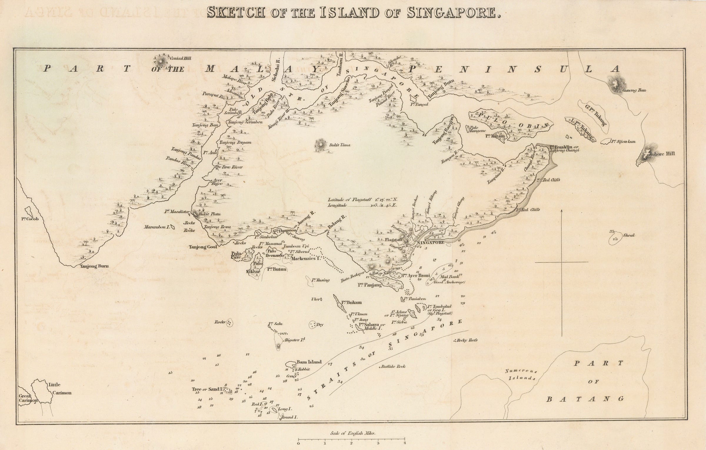 Sophia Raffles, Sketch Map of the Island of Singapore, 1835 | The Map House