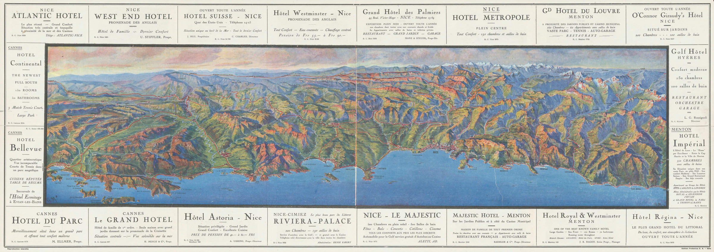 Frobenius, French Riviera / Cote d'Azur, 1955 c | The Map House