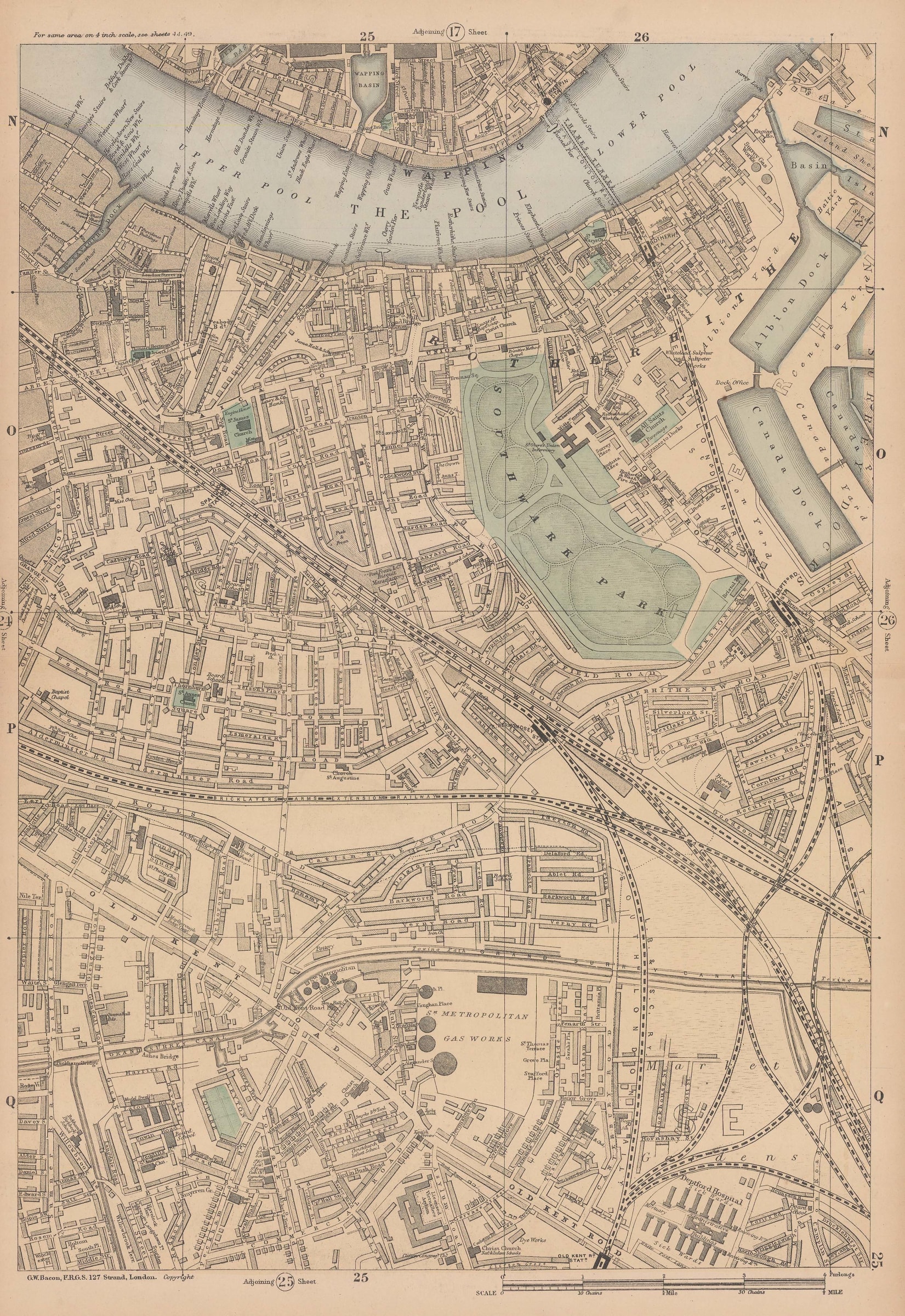 George W. Bacon, Southwark, Rotherhithe, Bermondsey, 1886 | The Map House