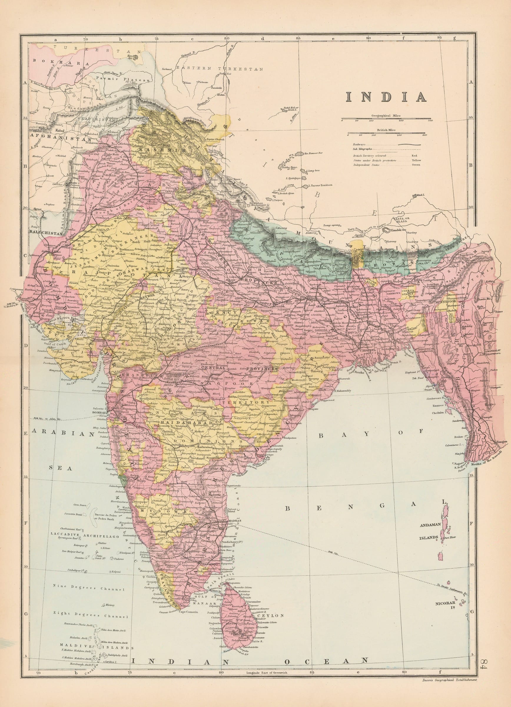 George W. Bacon, India, 1885 (c.) | The Map House