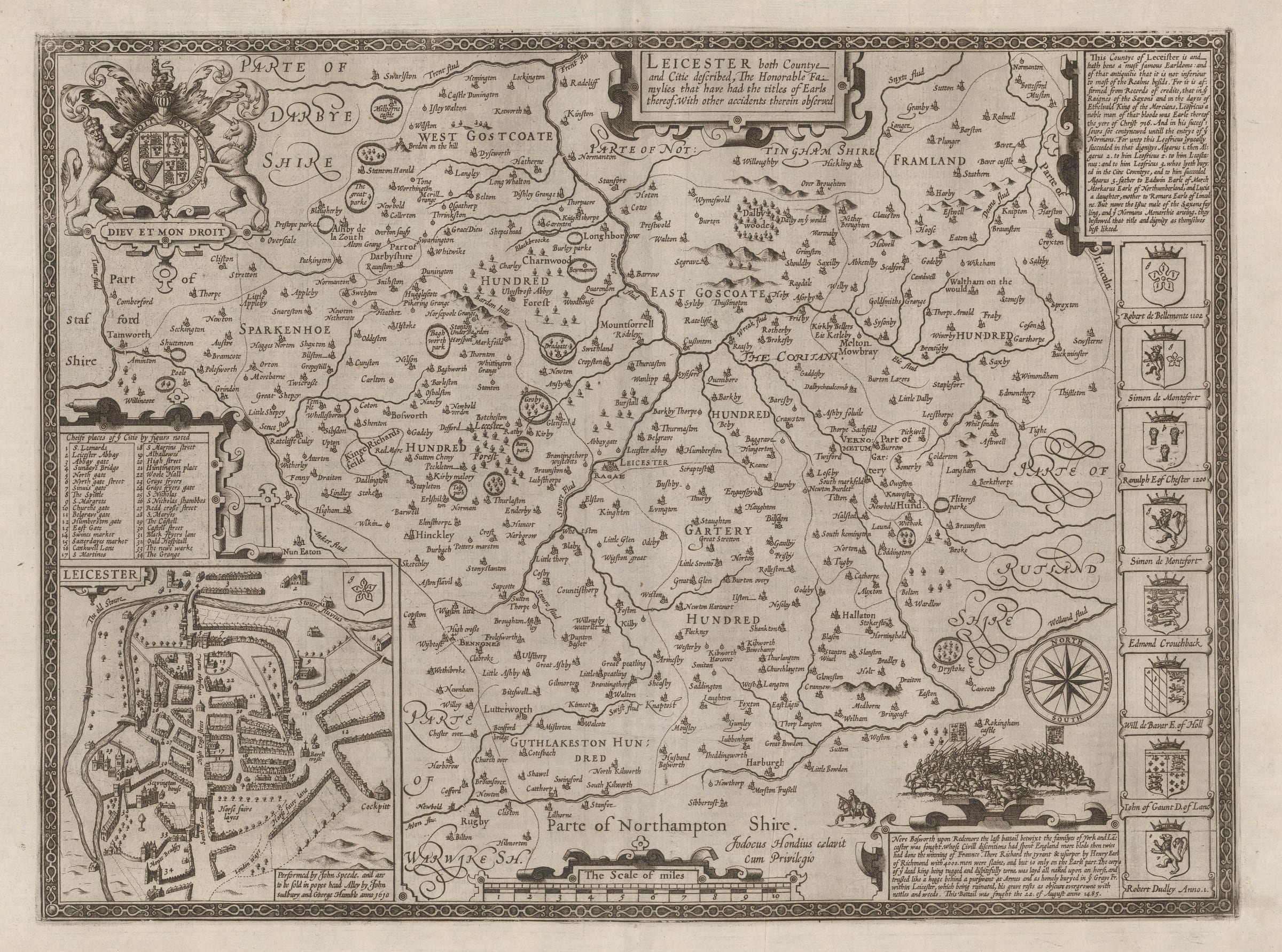 John Speed, Leicester, 1614 | The Map House