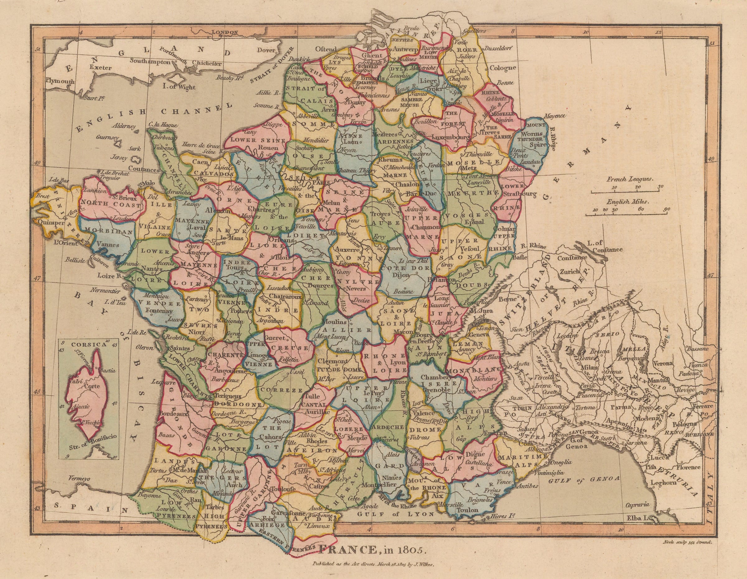 John Wilkes, France during the Napoleonic period, 1805 | The Map House