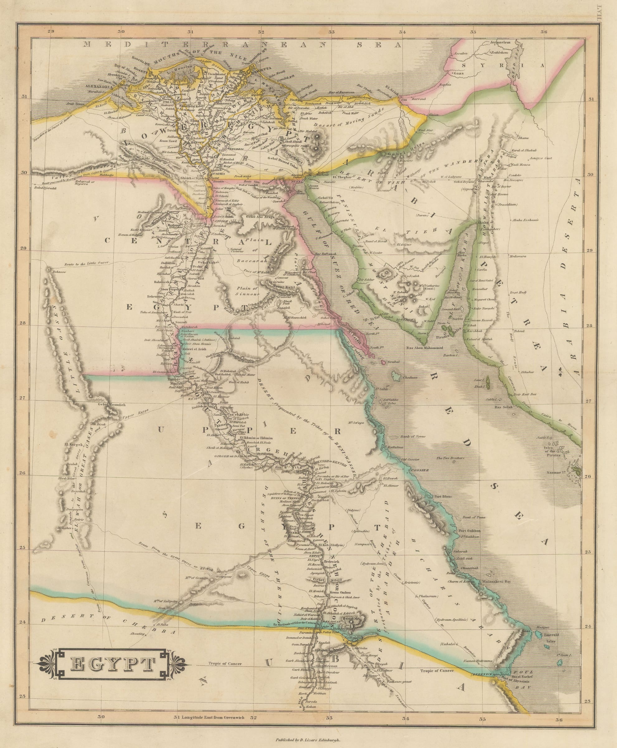 Daniel & William Lizars, Egypt, 1835 c. | The Map House