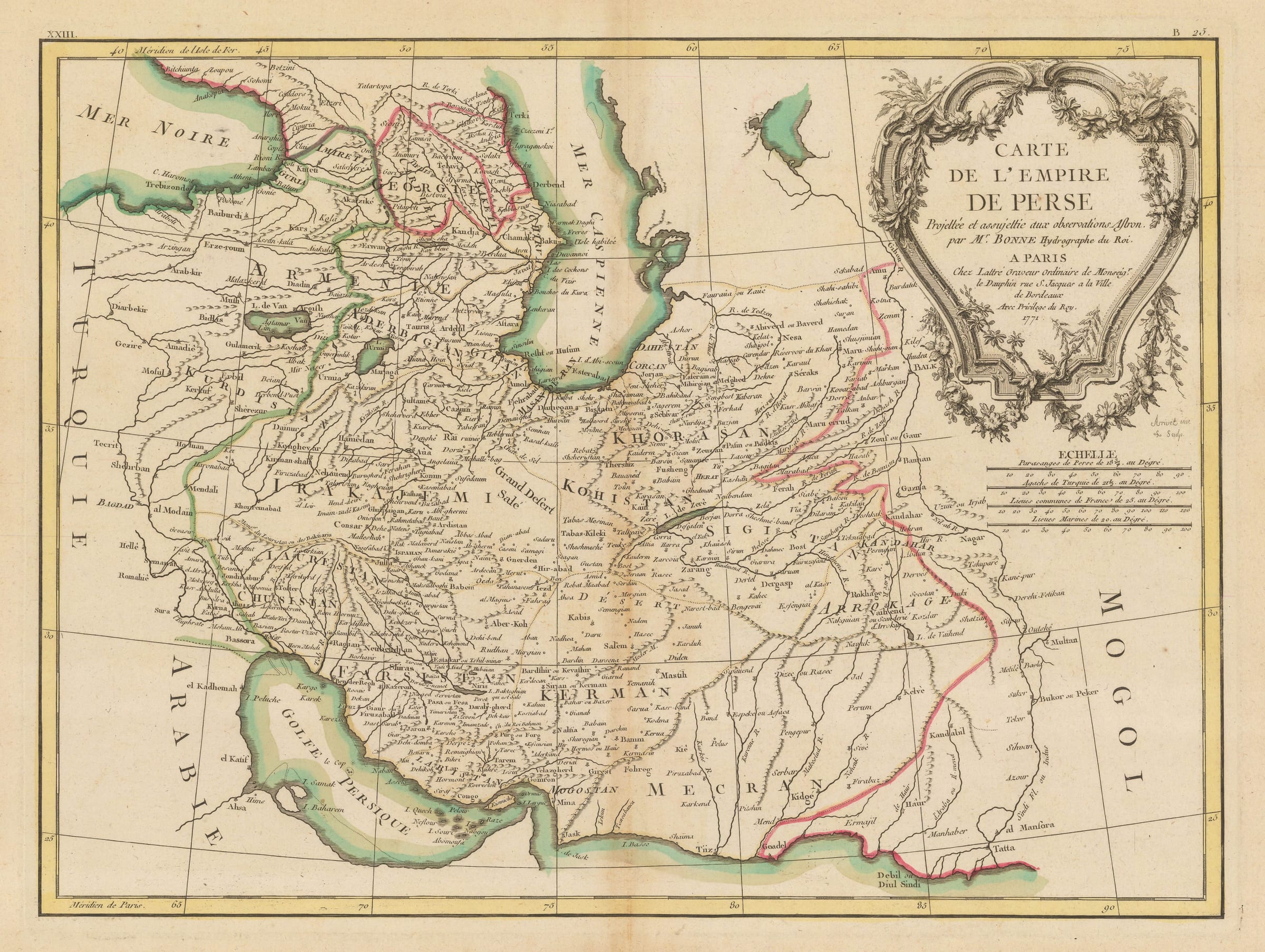 Rigobert Bonne, Persian Empire (Iran), 1771 | The Map House