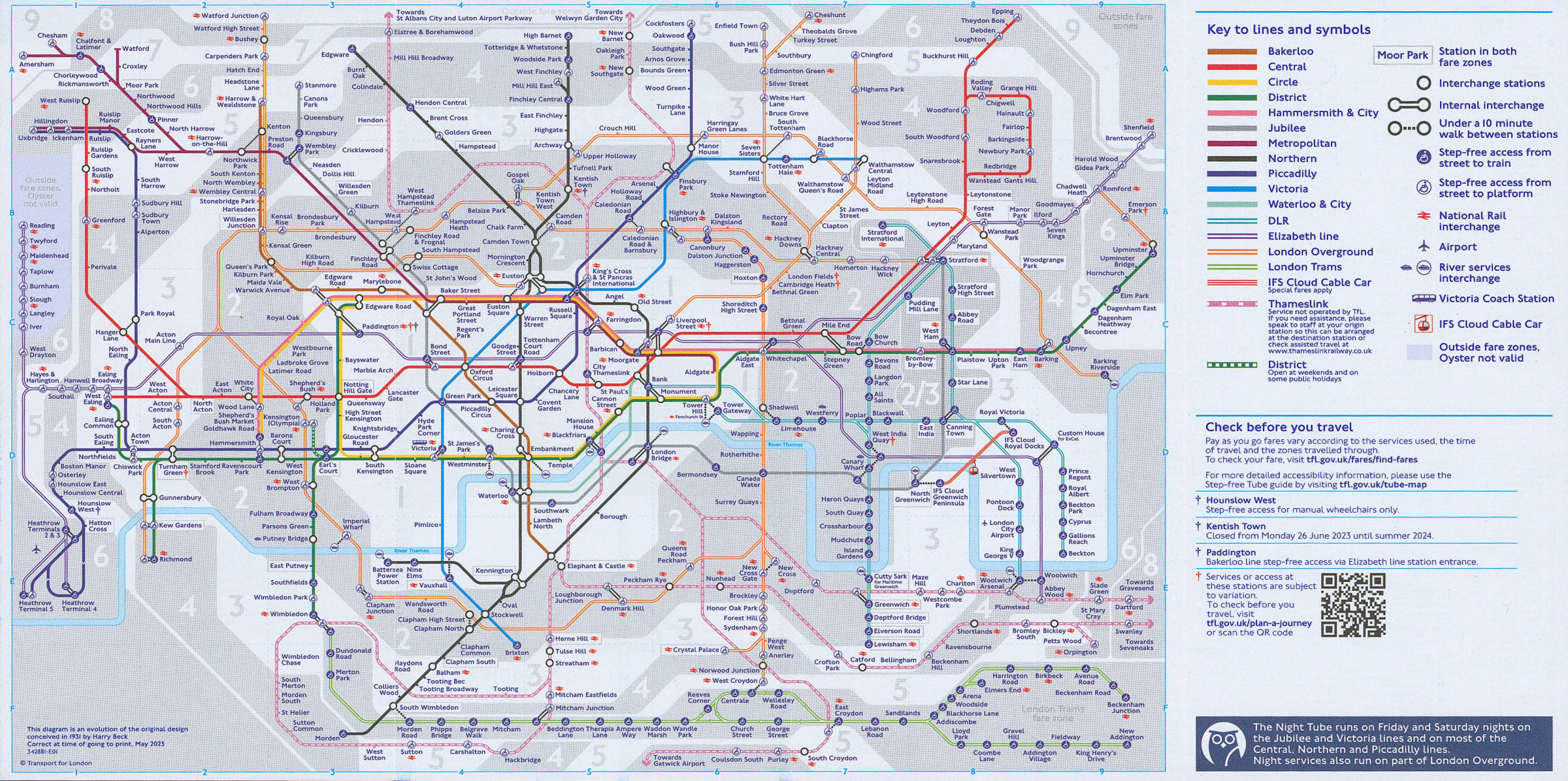 London Underground, London Underground Map, 2023 | The Map House