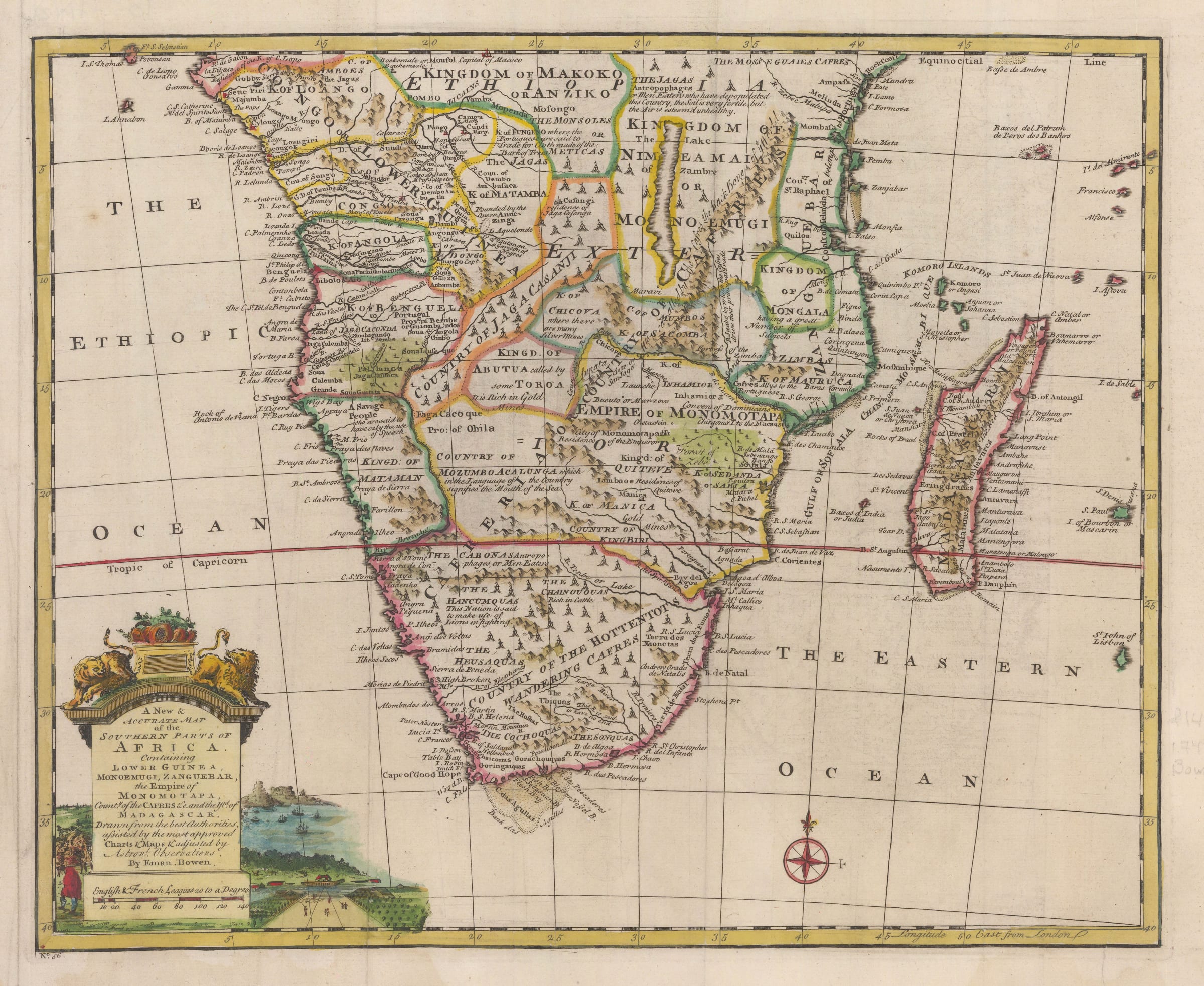 Emanuel Bowen, A New & Accurate Map of the Southern Parts of Africa ...