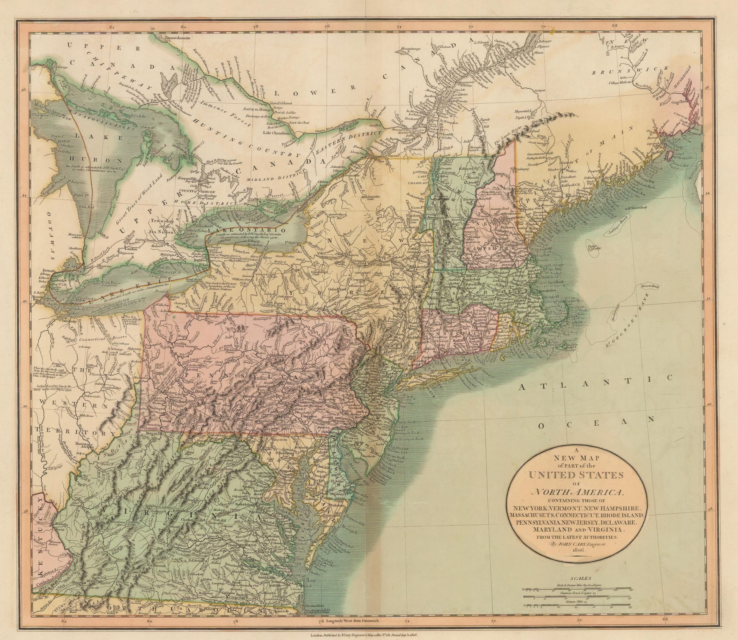 John Cary, A New Map of Part of the United States of North America ...