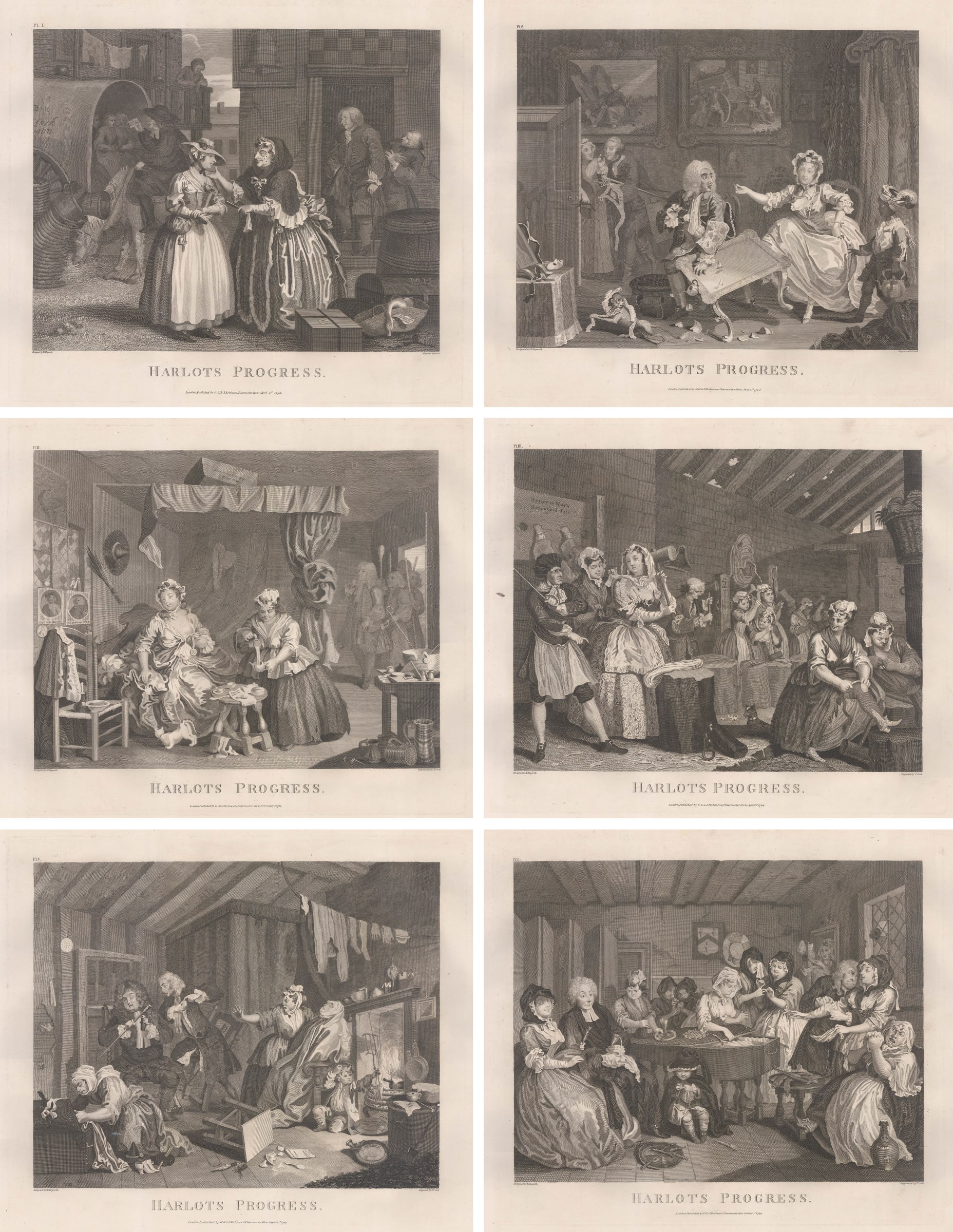 William Hogarth, Hogarth - Harlot's Progress, 1798 | The Map House
