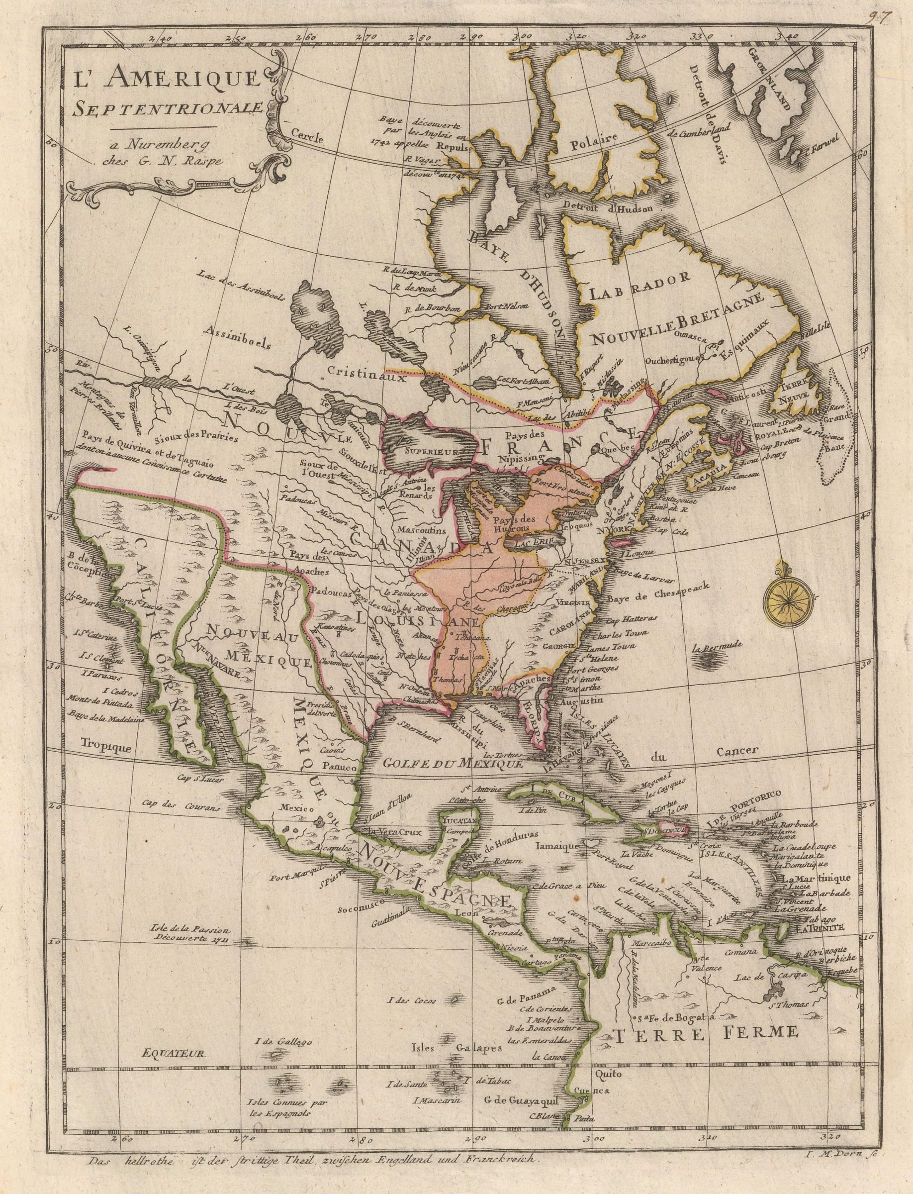 Gabriel Nikolaus Raspe, North America showing the territory fought over ...
