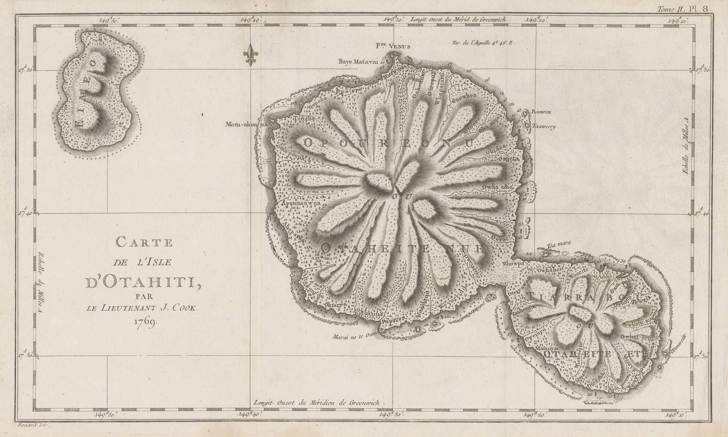 Capt. James Cook, Cook's survey of Tahiti, 1790 c. | The Map House