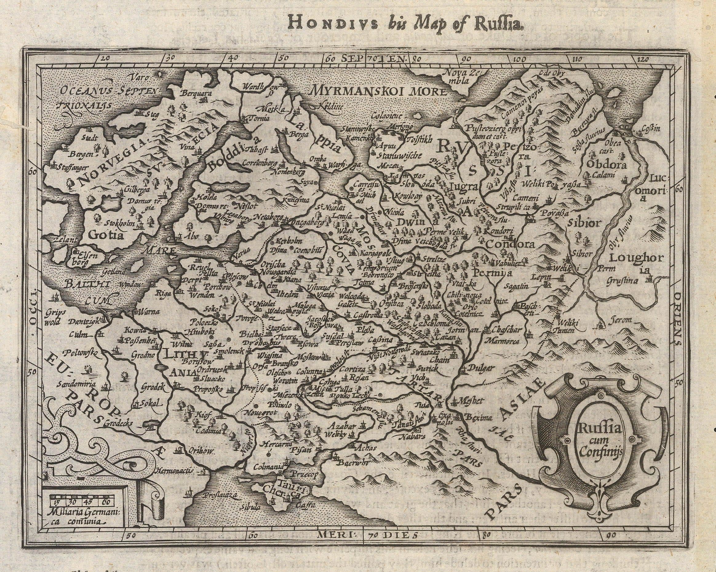 Samuel Purchas, Early map of European Russia, 1625 | The Map House