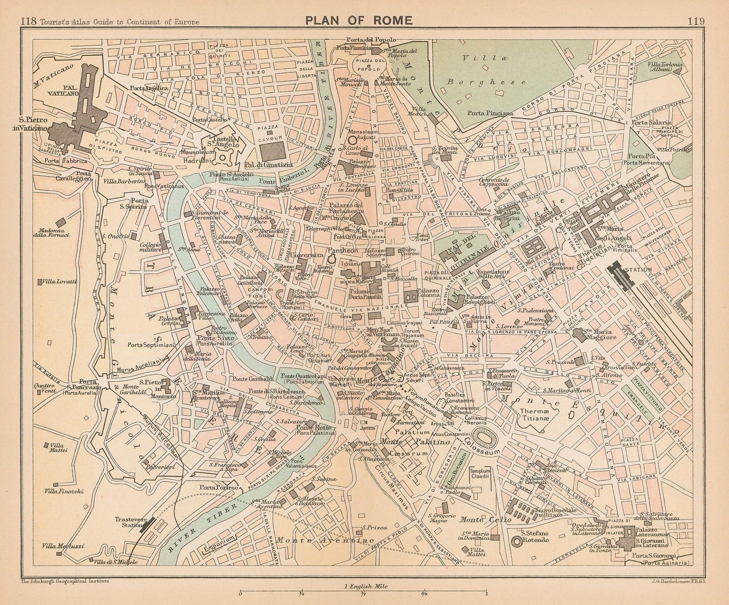 G. & J. Bartholomew, Plan of Rome, 1893 | The Map House