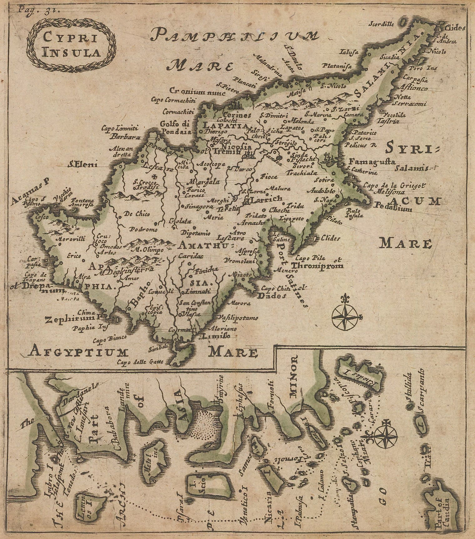 Robert Morden, Miniature map of Cyprus, 1688 | The Map House