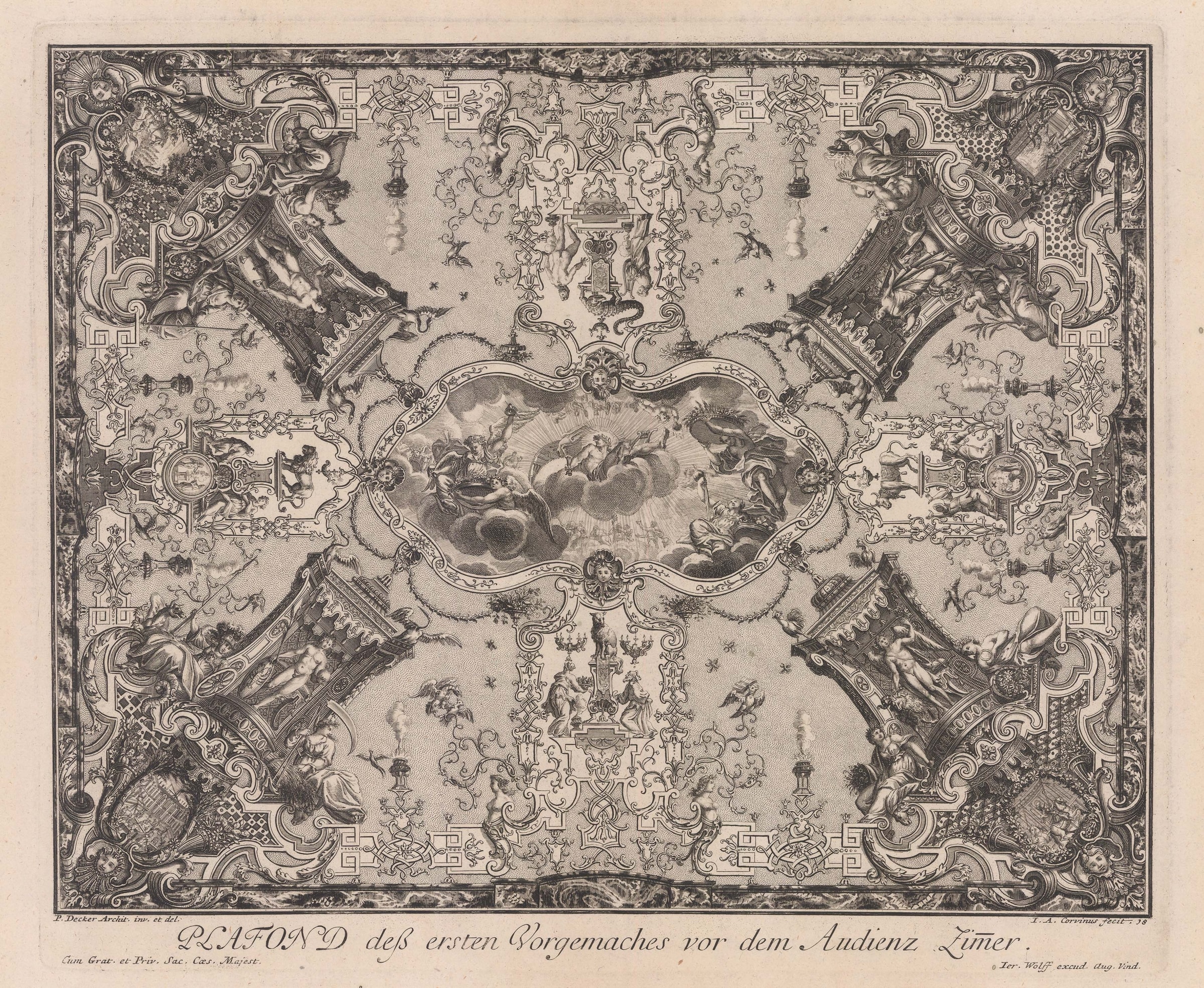 Paul Decker, Interiors - Baroque Ceiling Decoration, 1711 | The Map House