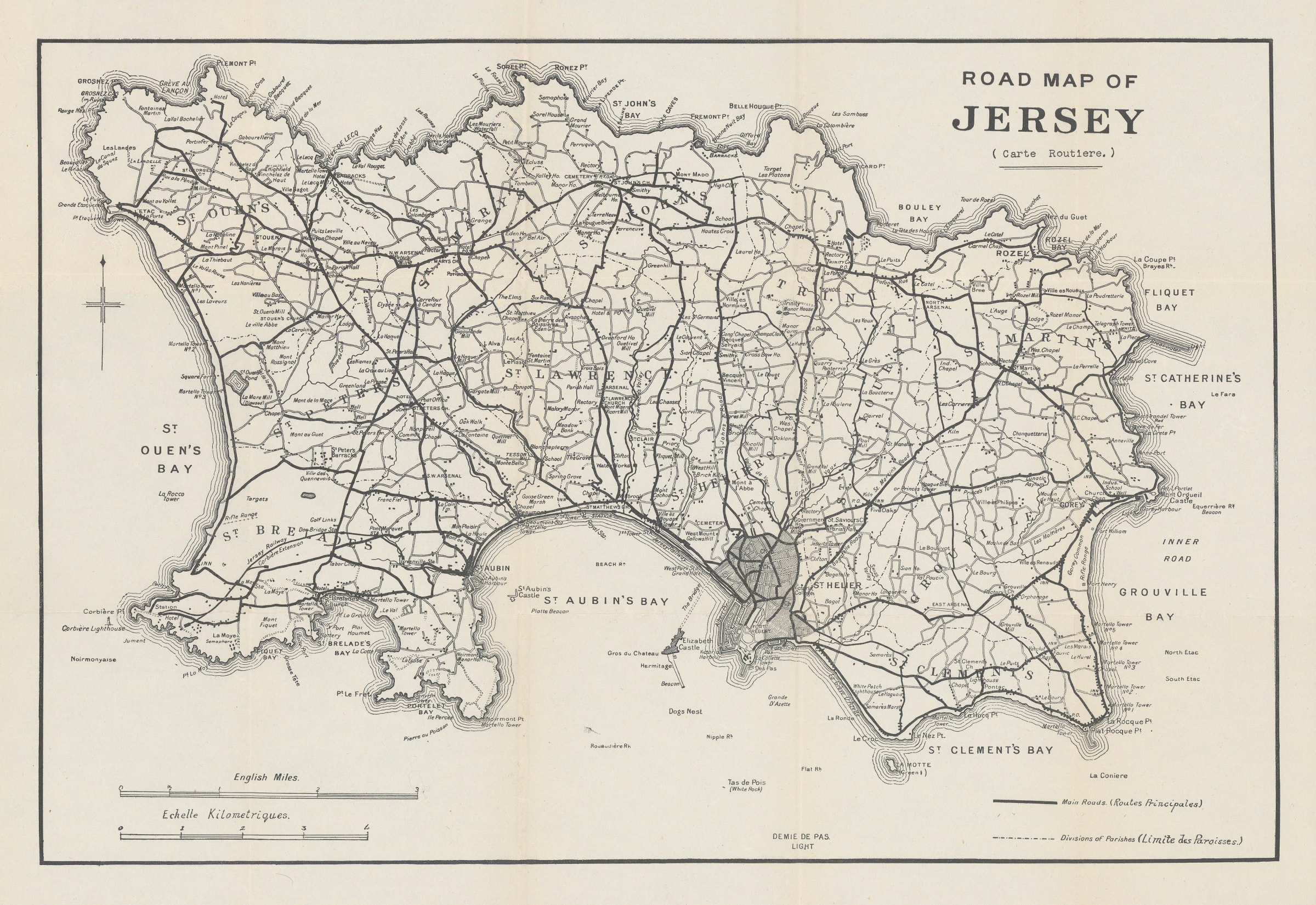 Bigwoods Ltd, Road Map of Jersey, 1950 (c.) | The Map House