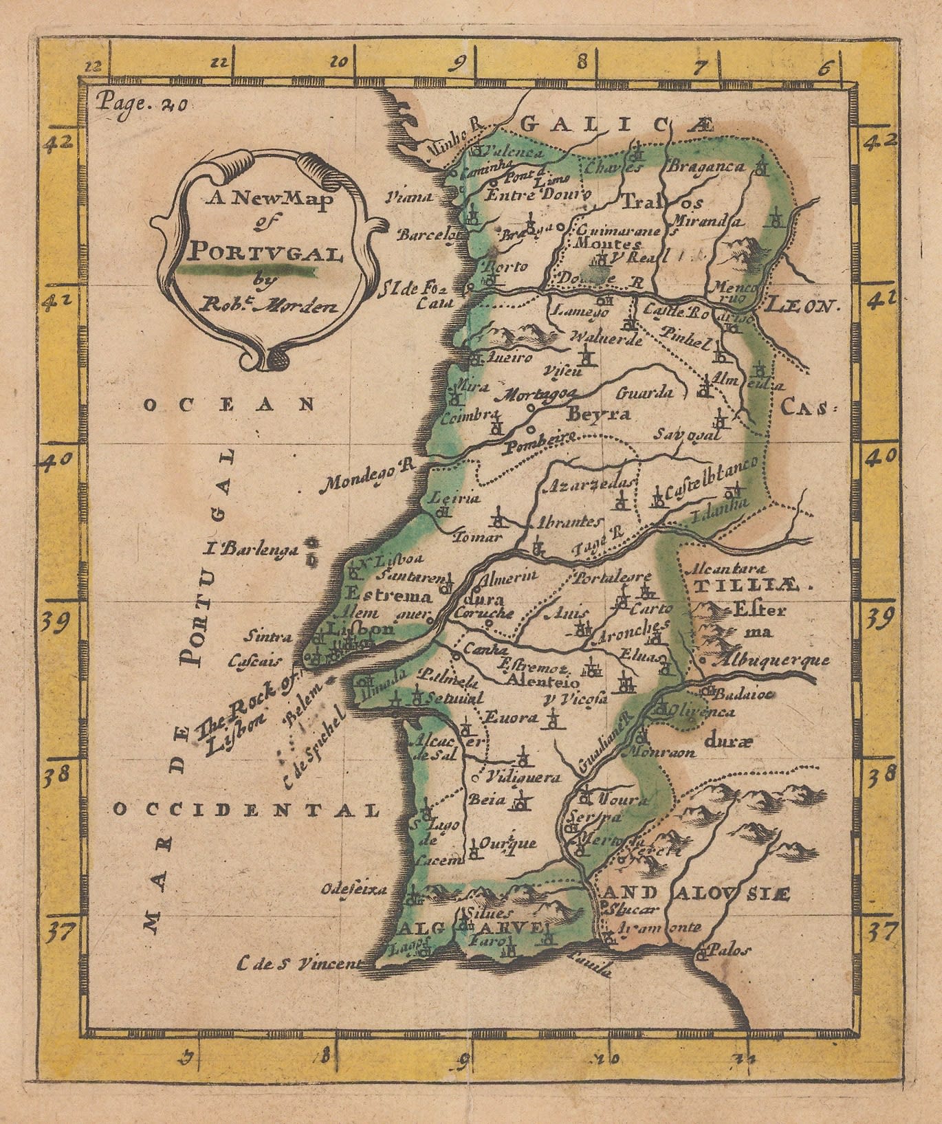 Robert Morden, Miniature map of Portugal, 1688 | The Map House