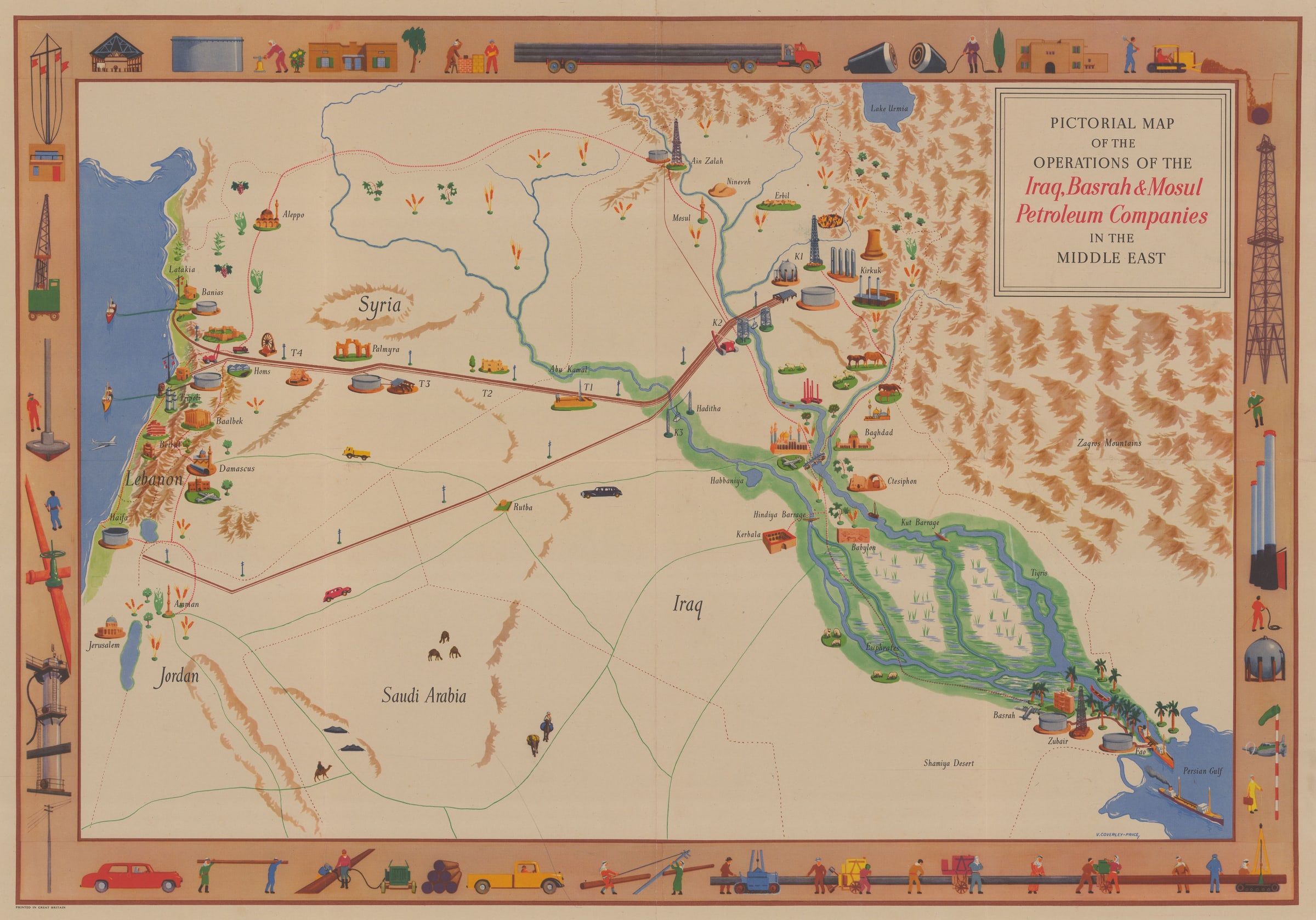 Victor Coverley-Price, Pictorial Map of the Operations of the Iraq ...