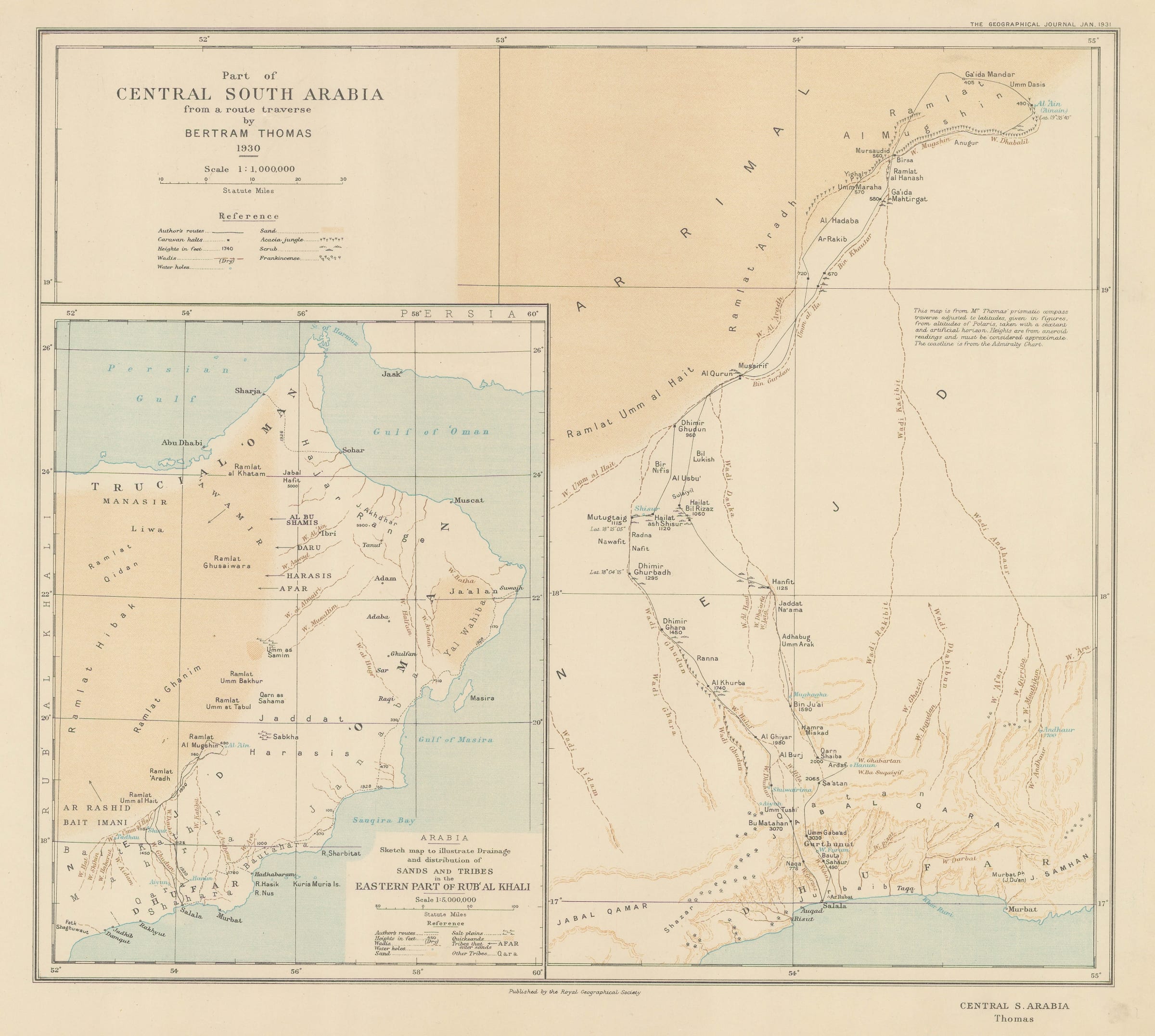 Royal Geographical Society (RGS), Central South Arabia, 1931 | The Map ...