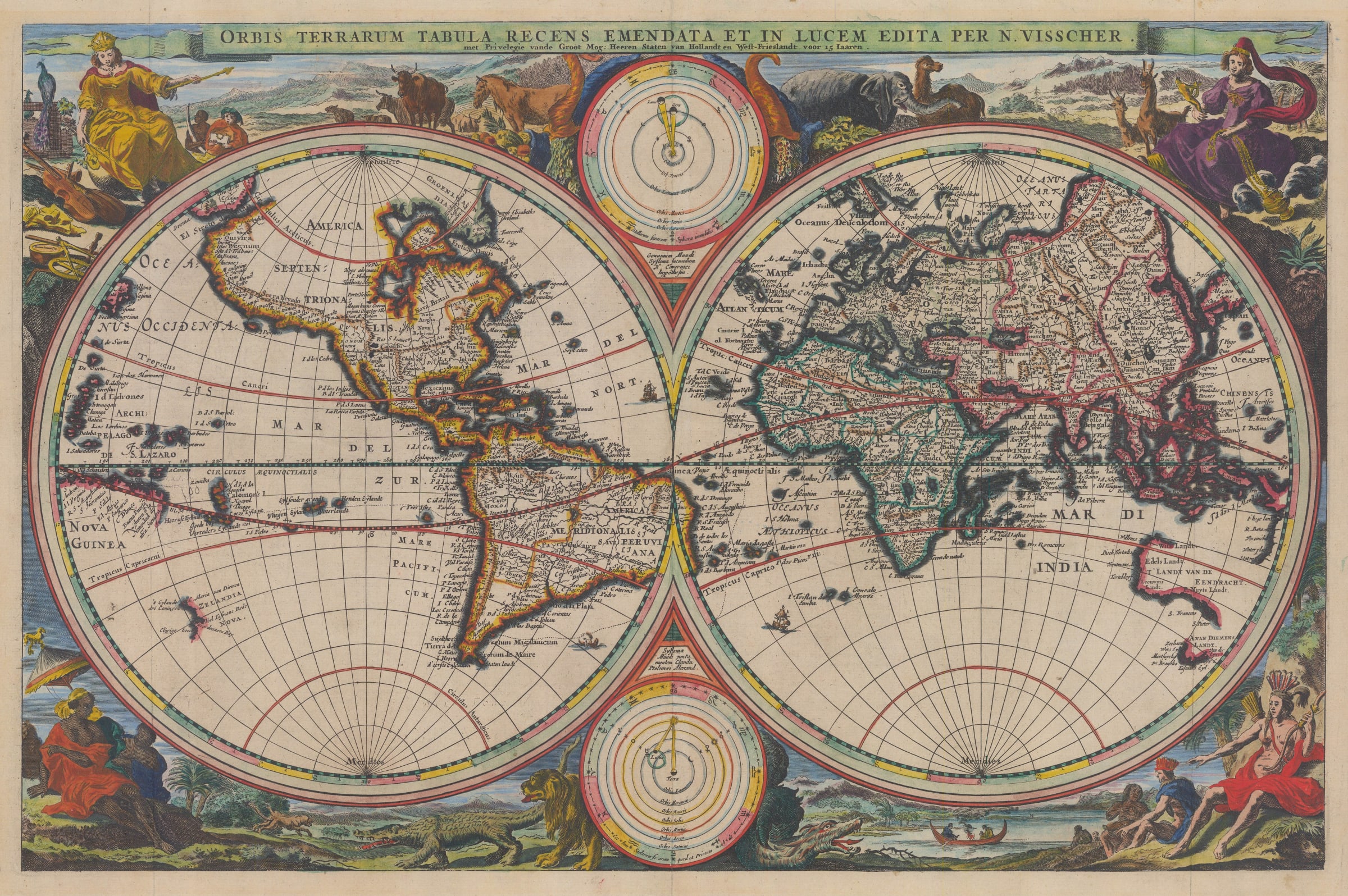 Nicolas Visscher, Map of the World, 1680 c | The Map House
