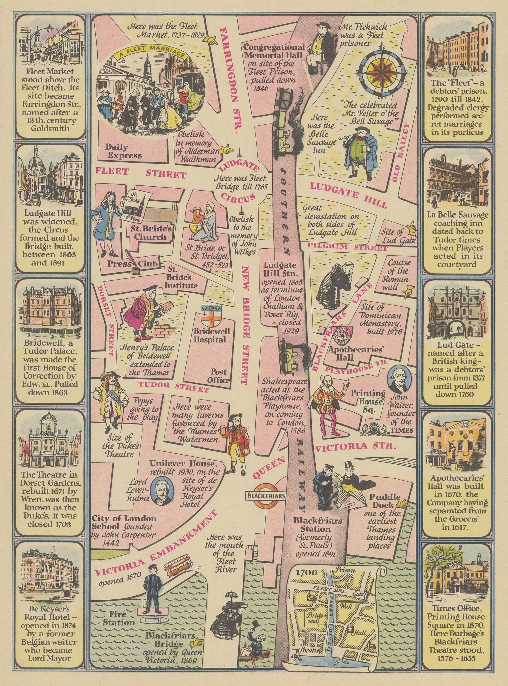 J.P. Sayer, Blackfriars Bridge and Ludgate Circus , 1947 | The Map House