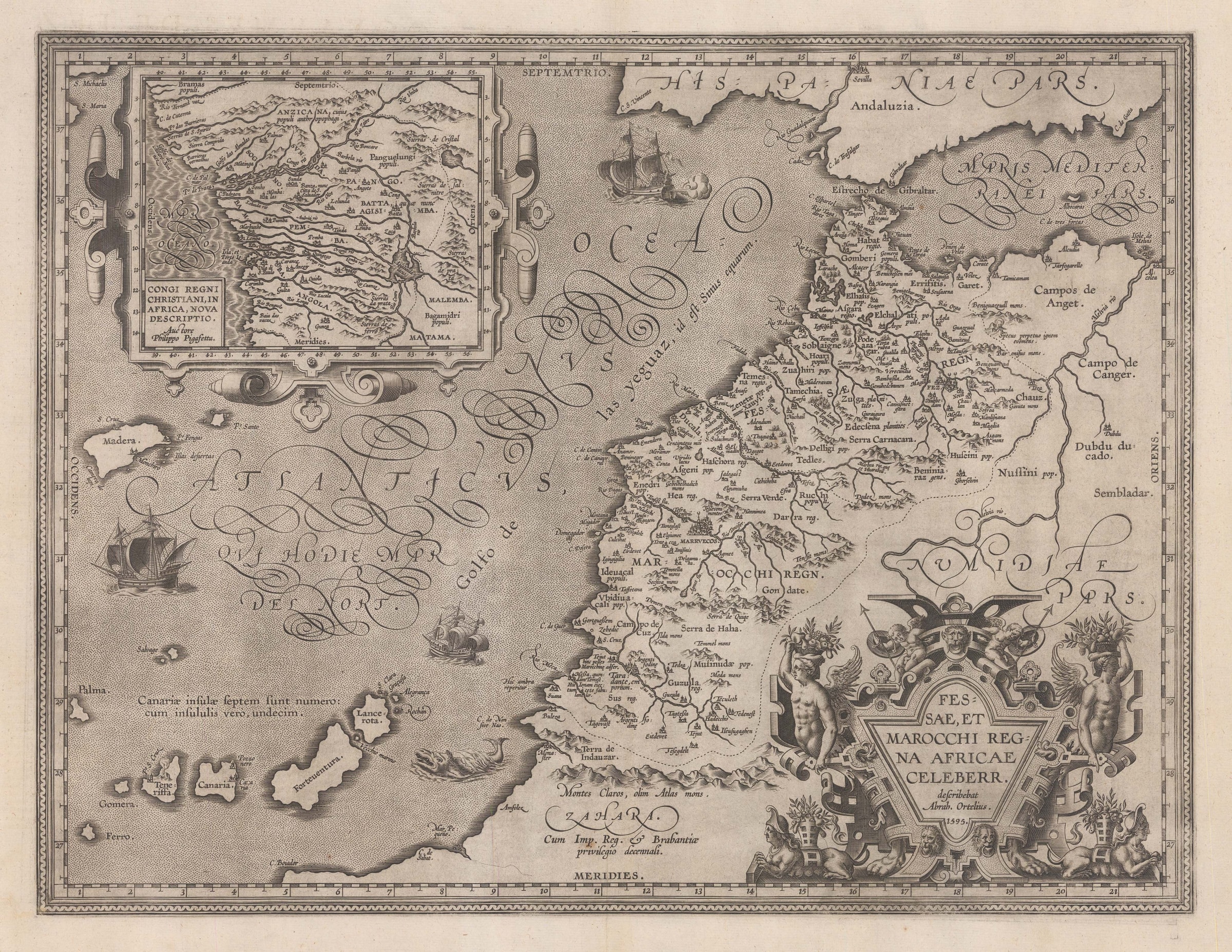 Abraham Ortelius, Early map of Morocco, 1598 | The Map House