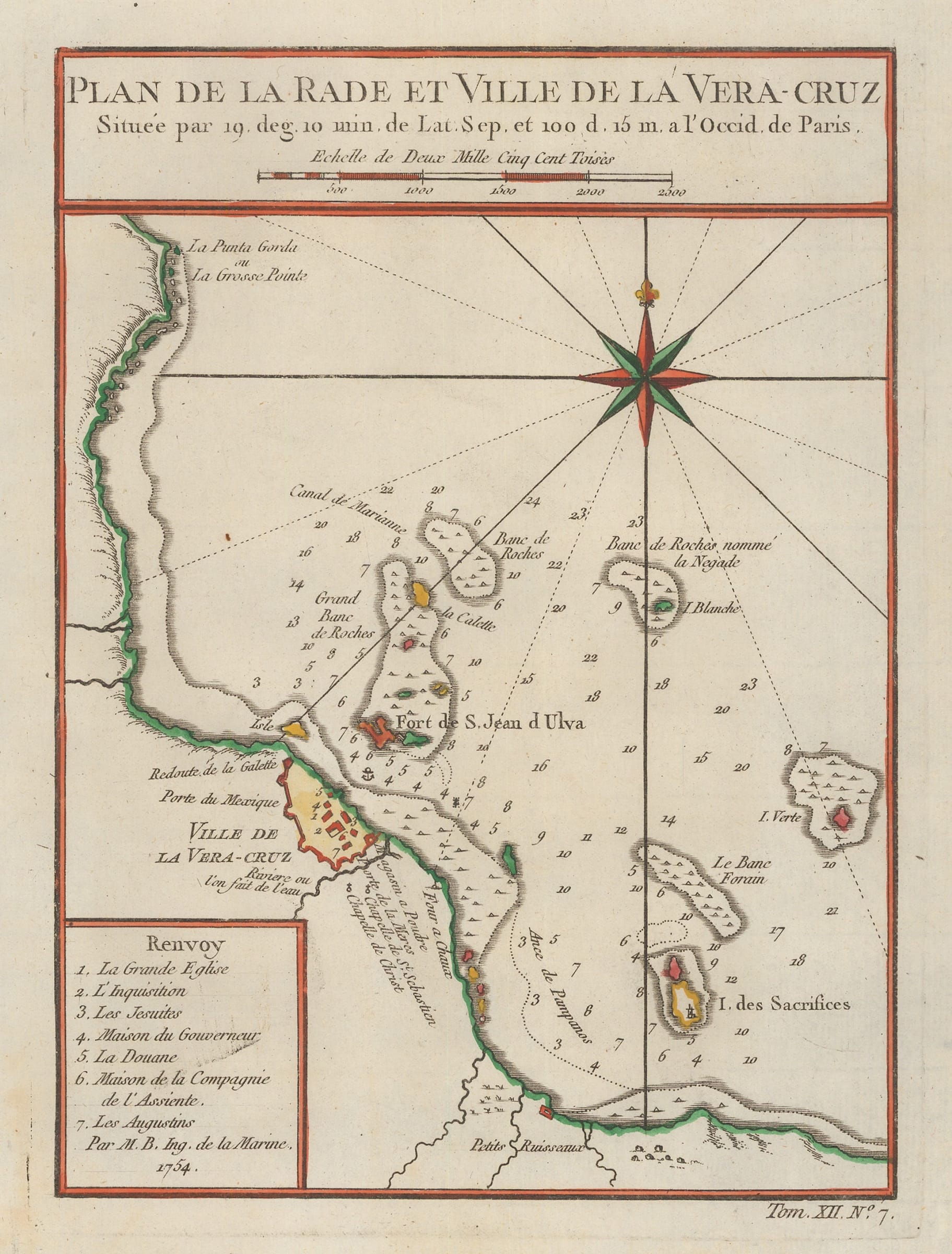 Jacques-Nicolas Bellin, Chart of the coast of of Veracruz, 1754 | The ...