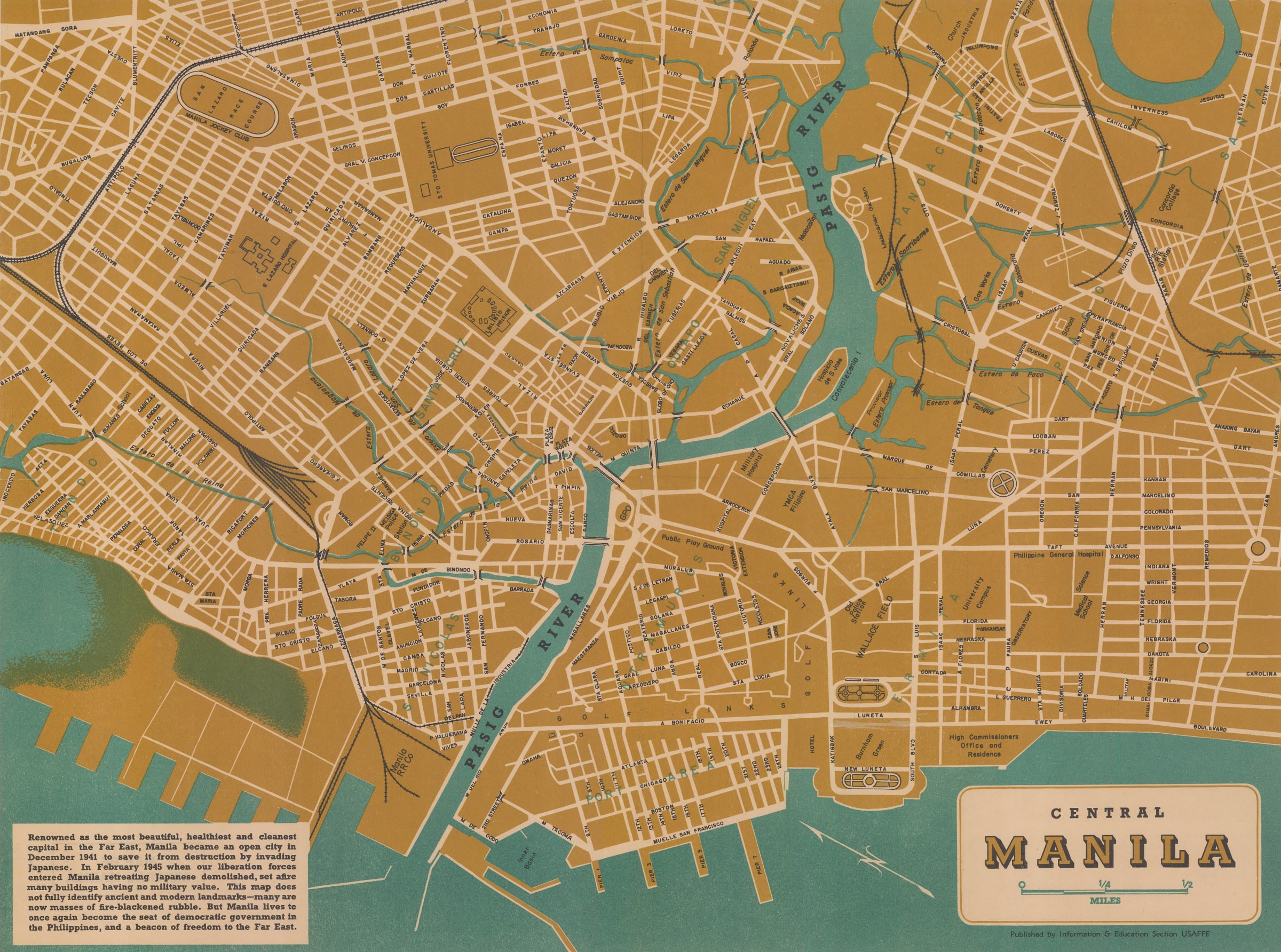 USAFFE, Central Manila, 1946 c | The Map House