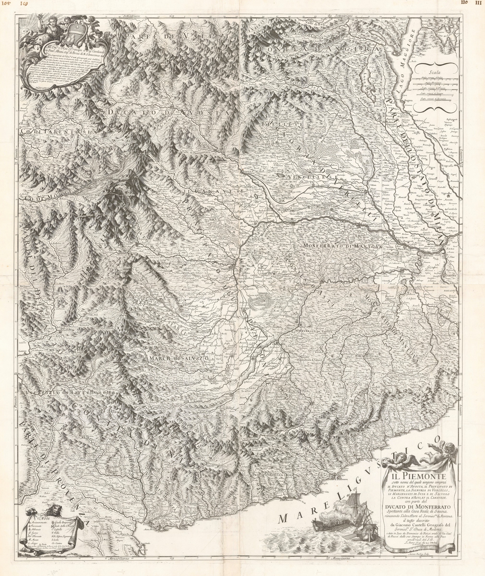 Giovanni Giacomo Rossi, Piedmont, 1691 | The Map House