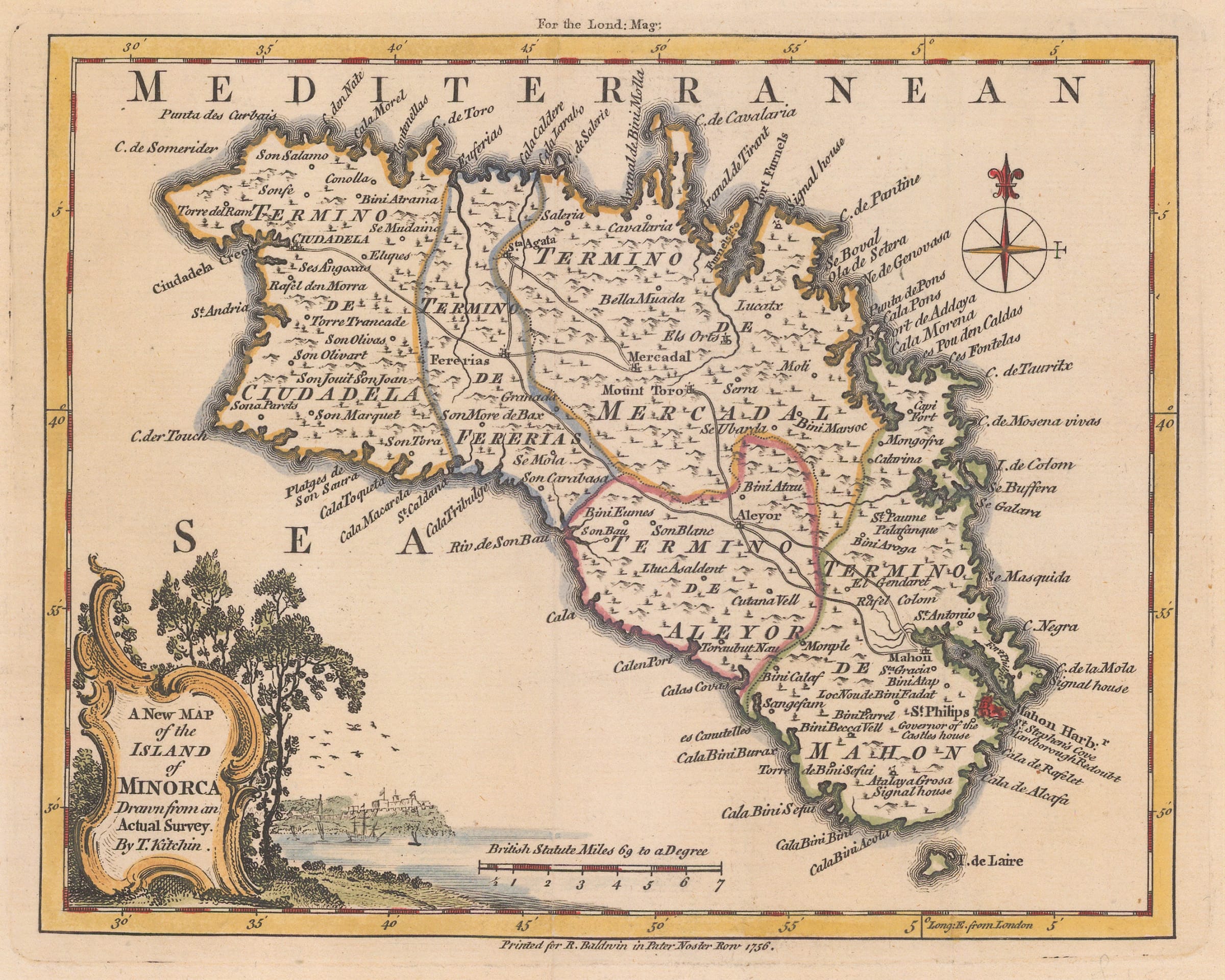 London Magazine, A New Map of the Island of Minorca, 1756 | The Map House