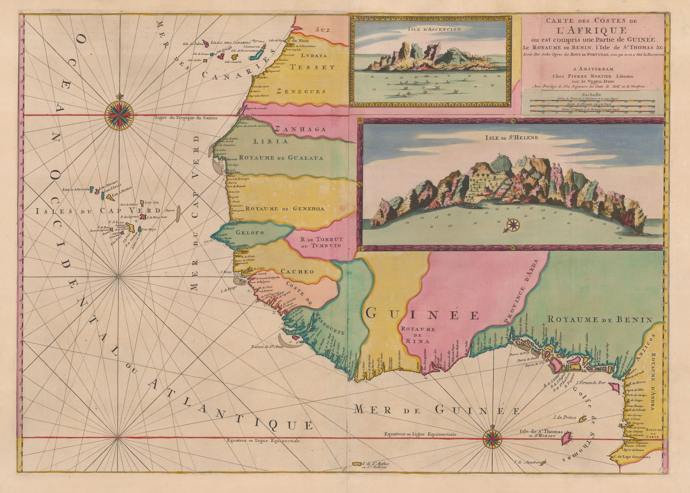 Pierre Mortier, Sea Chart of West Africa & Atlantic Islands, 1708 | The ...