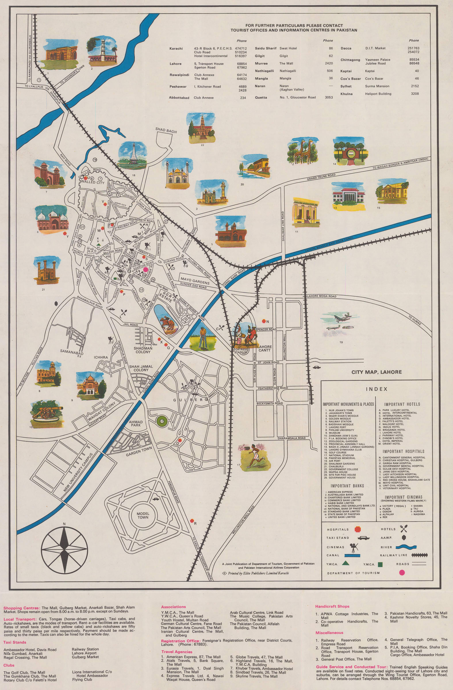 Pakistan Department of Tourism, Pakistan Lahore Tourist Map & Guide ...