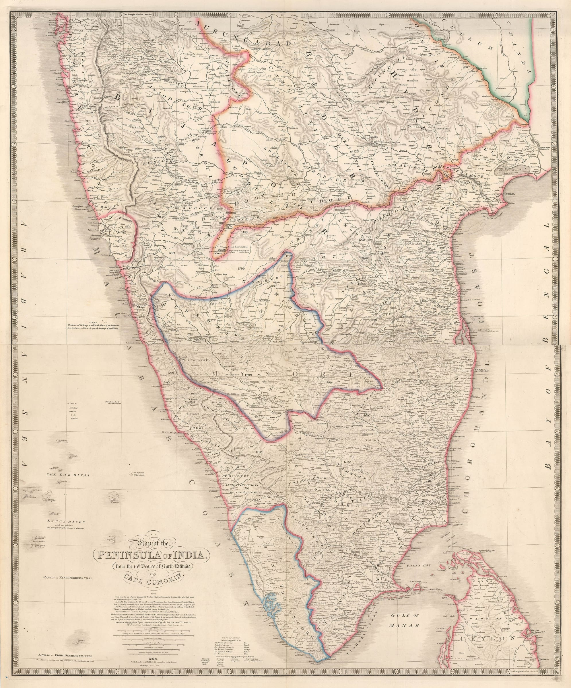 James Wyld, Map of the Peninsula of India, 1840 c. | The Map House