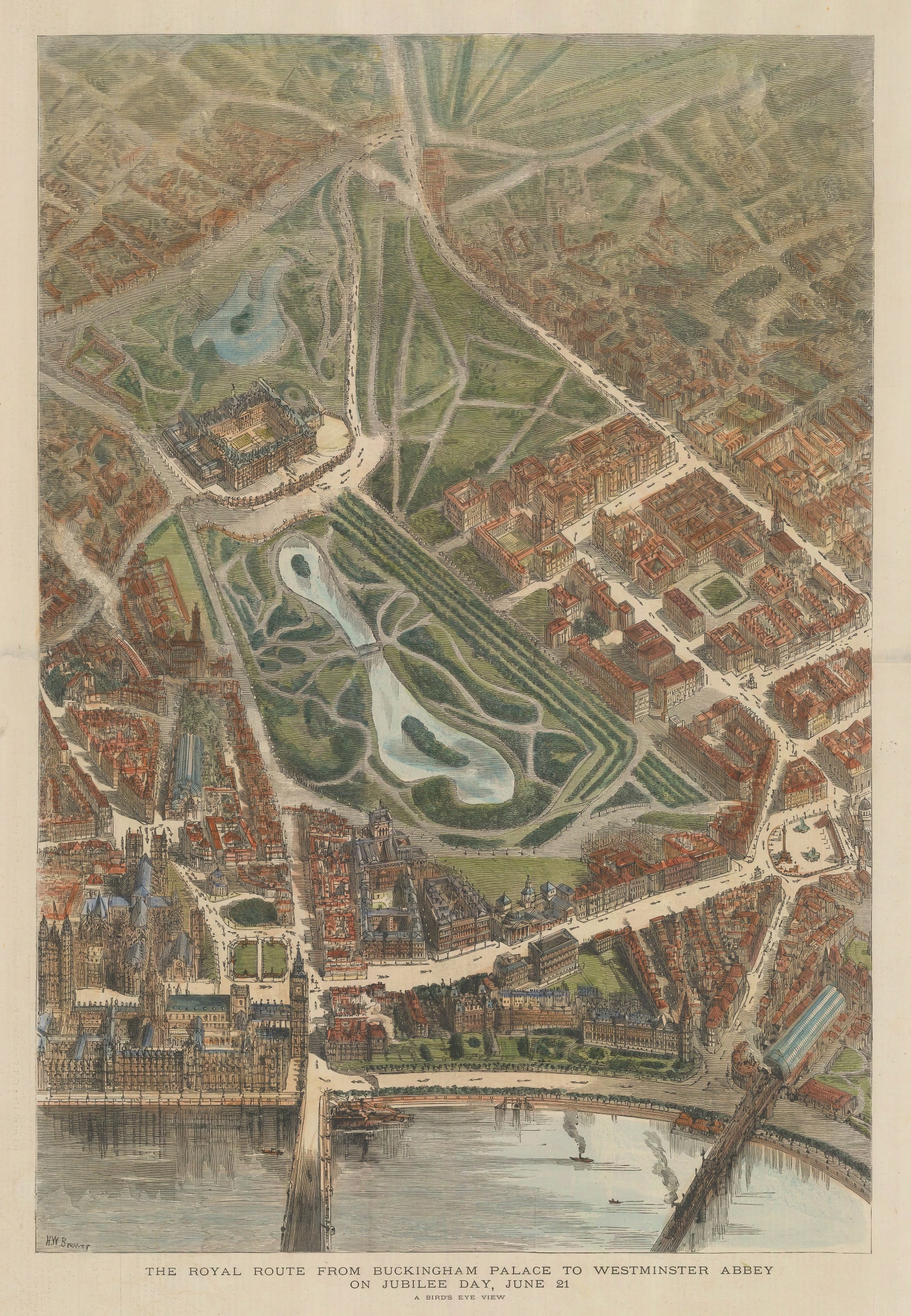 The Graphic Magazine, Bird's Eye view of the Royal Route, 1887 | The ...