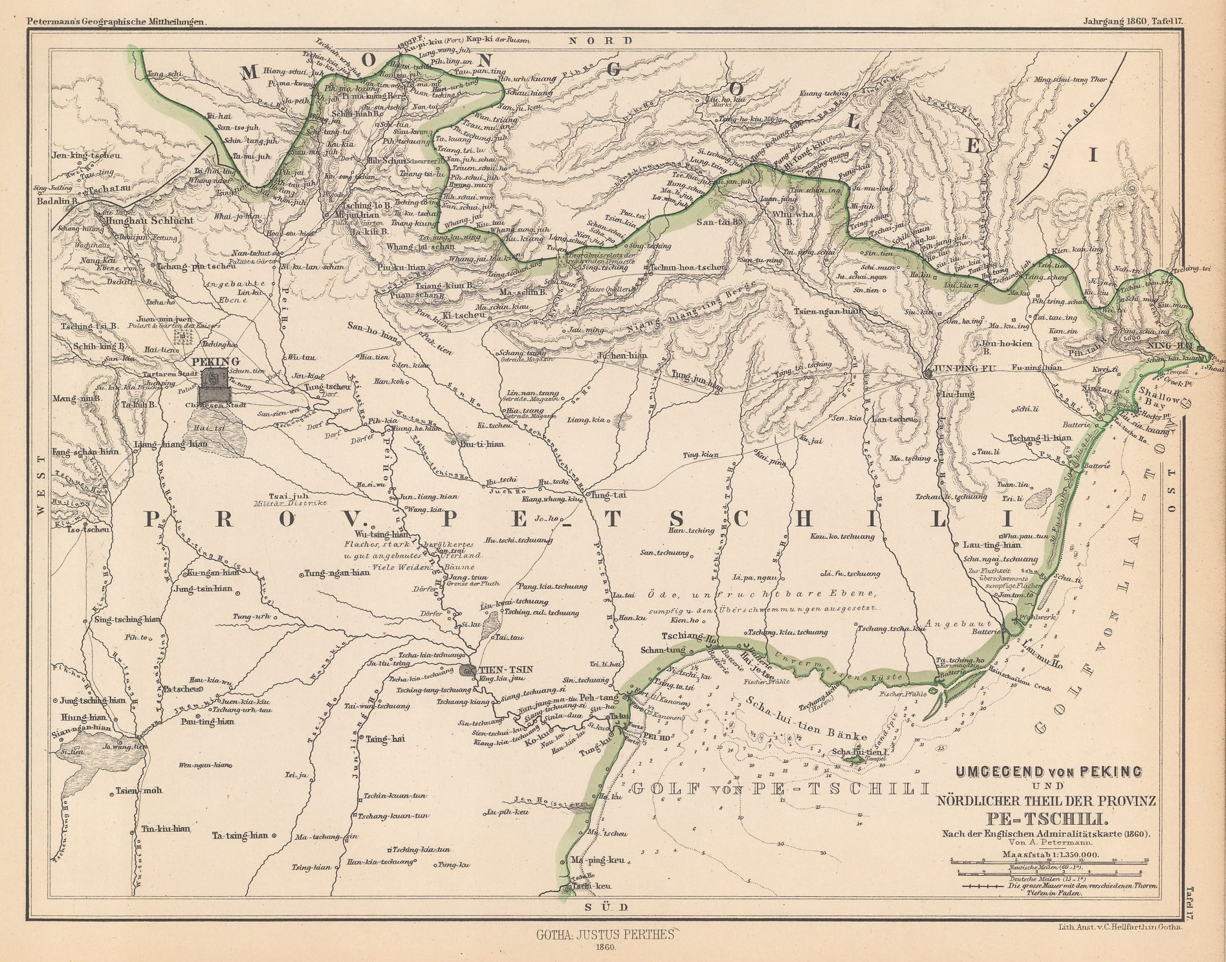 Justus Perthes, Environs of Beijing / Province of Pe-Tschili, 1860 ...