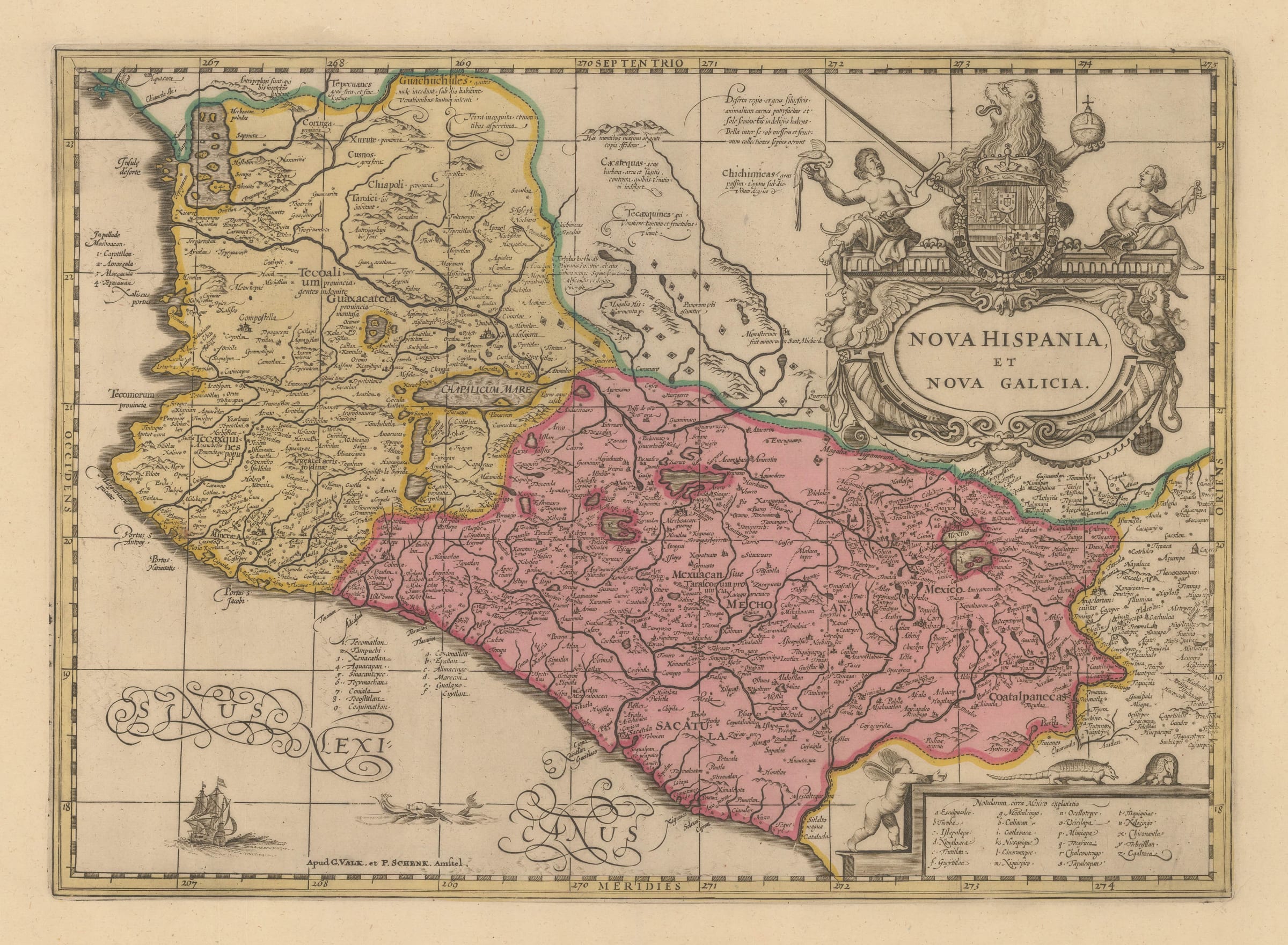 Valk & Schenk, Uncommon map of west-central Mexico, 1710 c. | The Map House