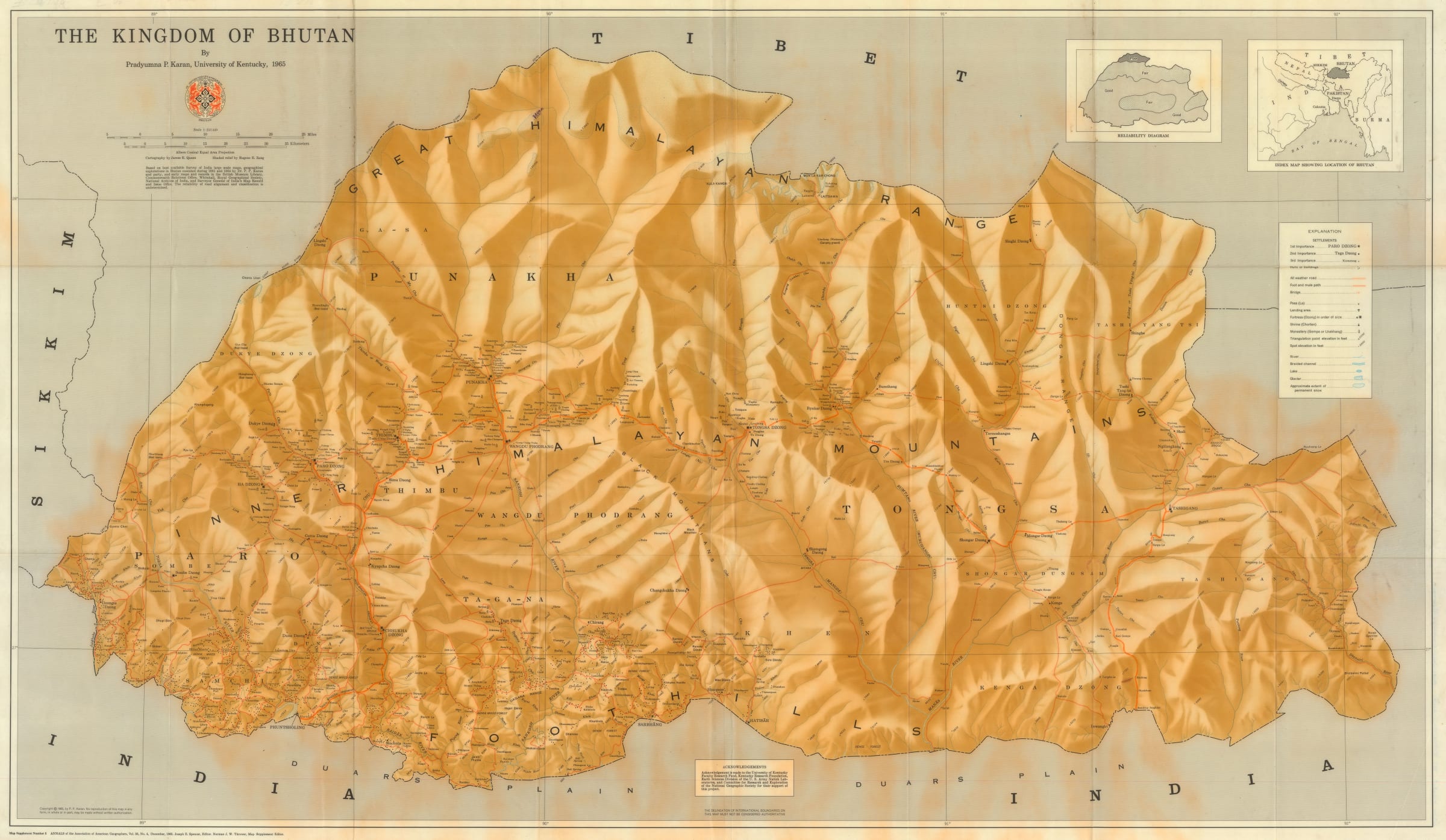 Pradyumna Karan, The Kingdom of Bhutan, 1965 | The Map House