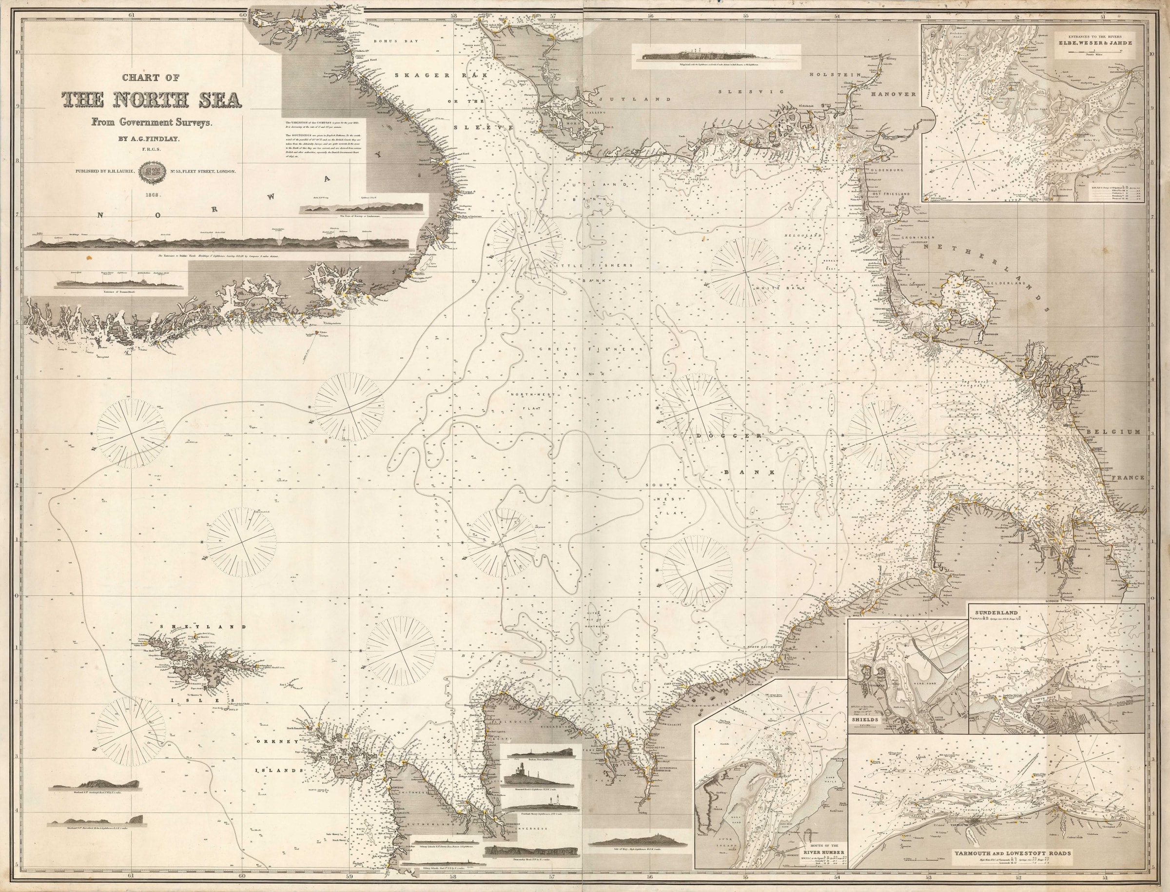 Alexander George Findlay, Chart of the North Sea, 1868 | The Map House