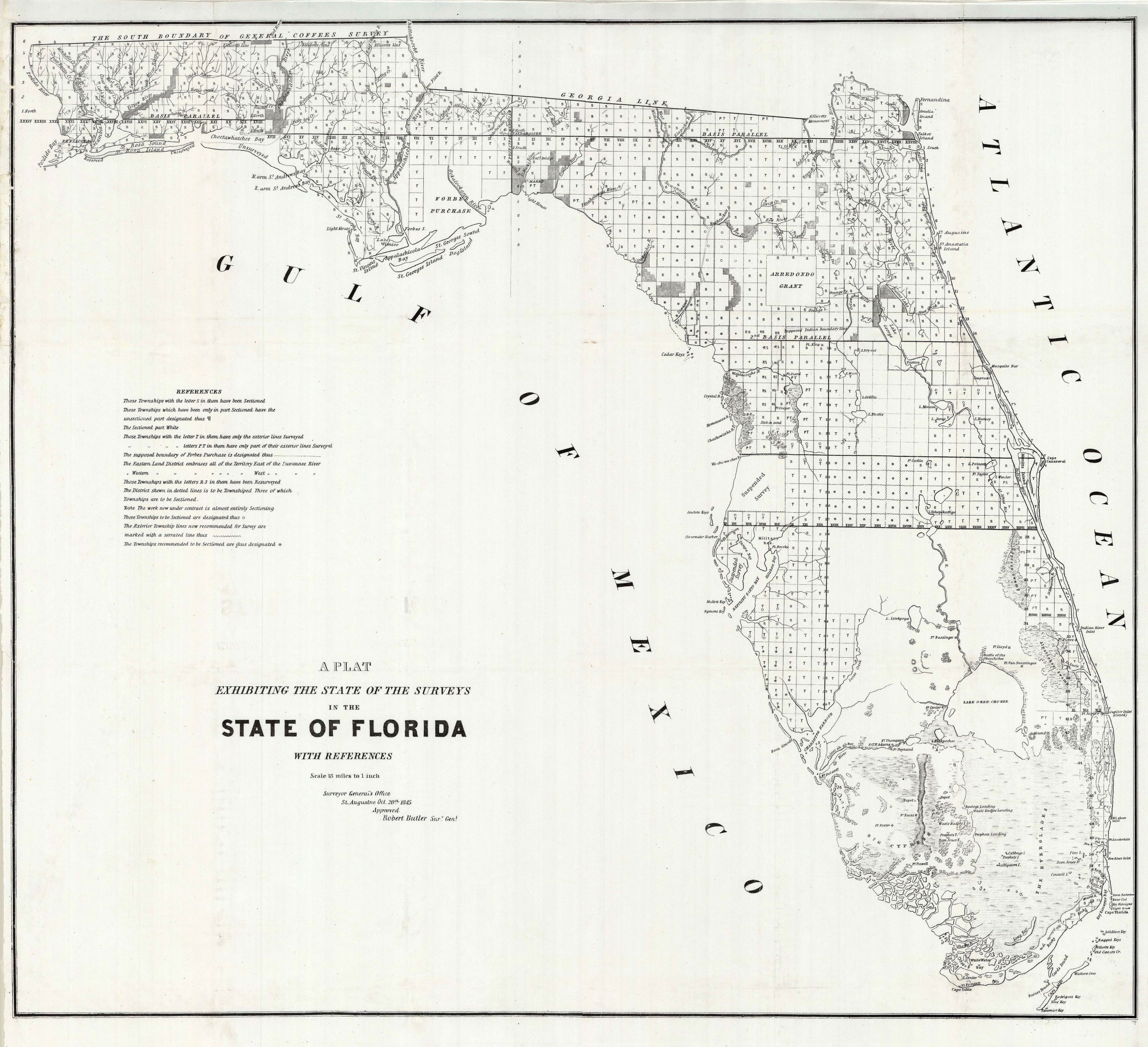 General Land Office (GLO), Map of the State of Florida, 1845 | The Map ...