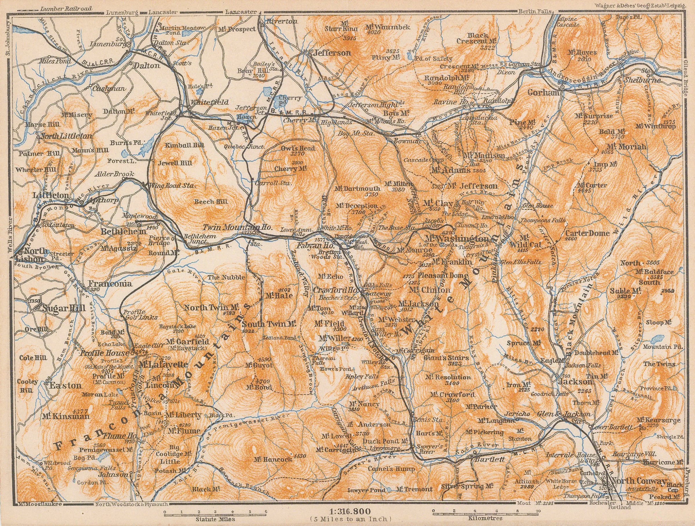 Karl Baedeker, White Mountains and Franconia Mountains, 1909 | The Map ...