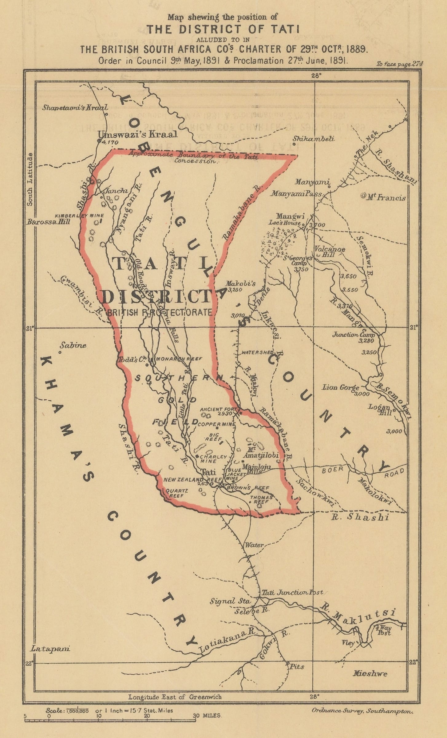 Edward Hertslet, Map Shewing the Position of The District of Tati, 1909 ...
