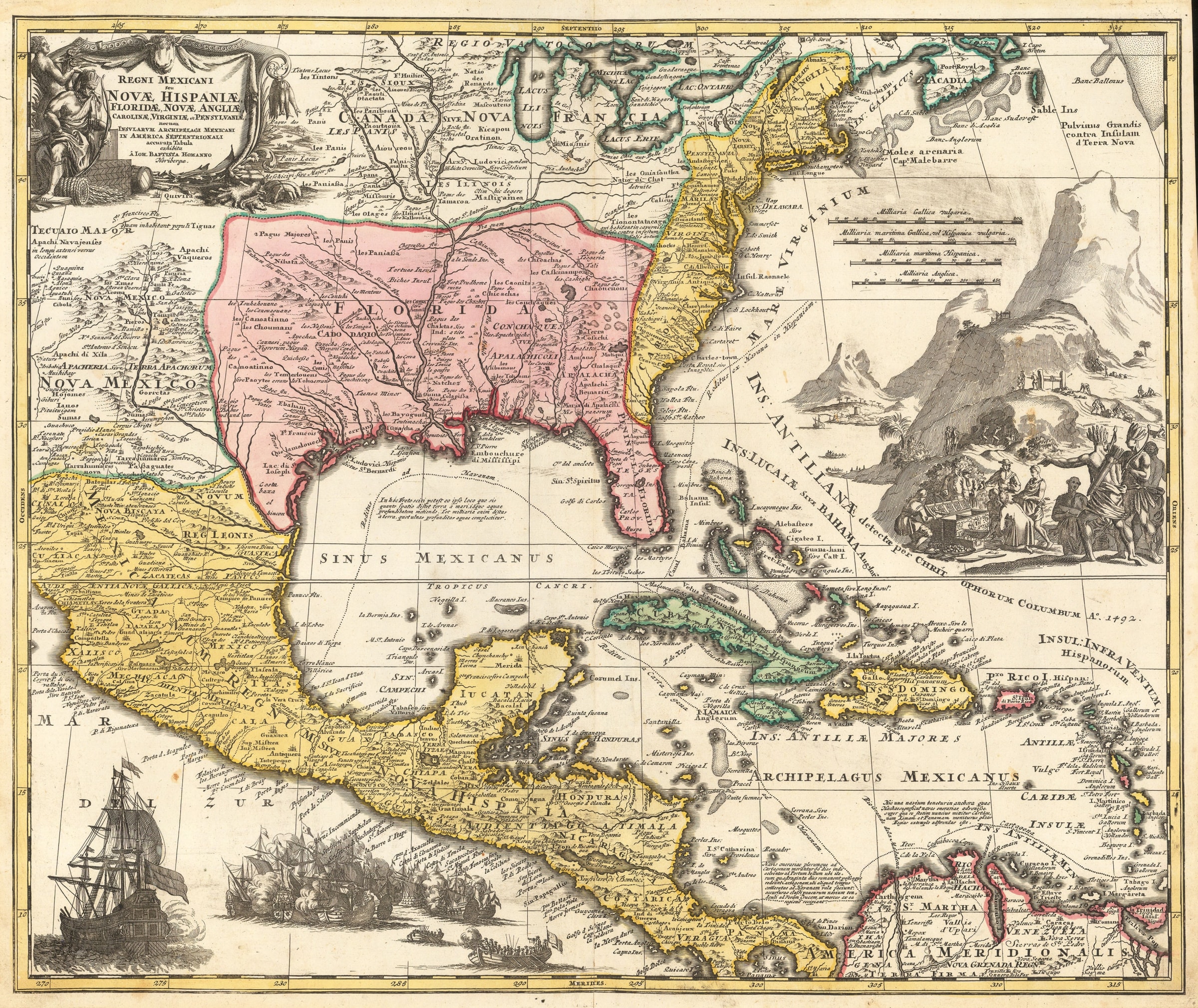 Johann Baptist Homann, Southern USA, Mexico, Central America and the ...